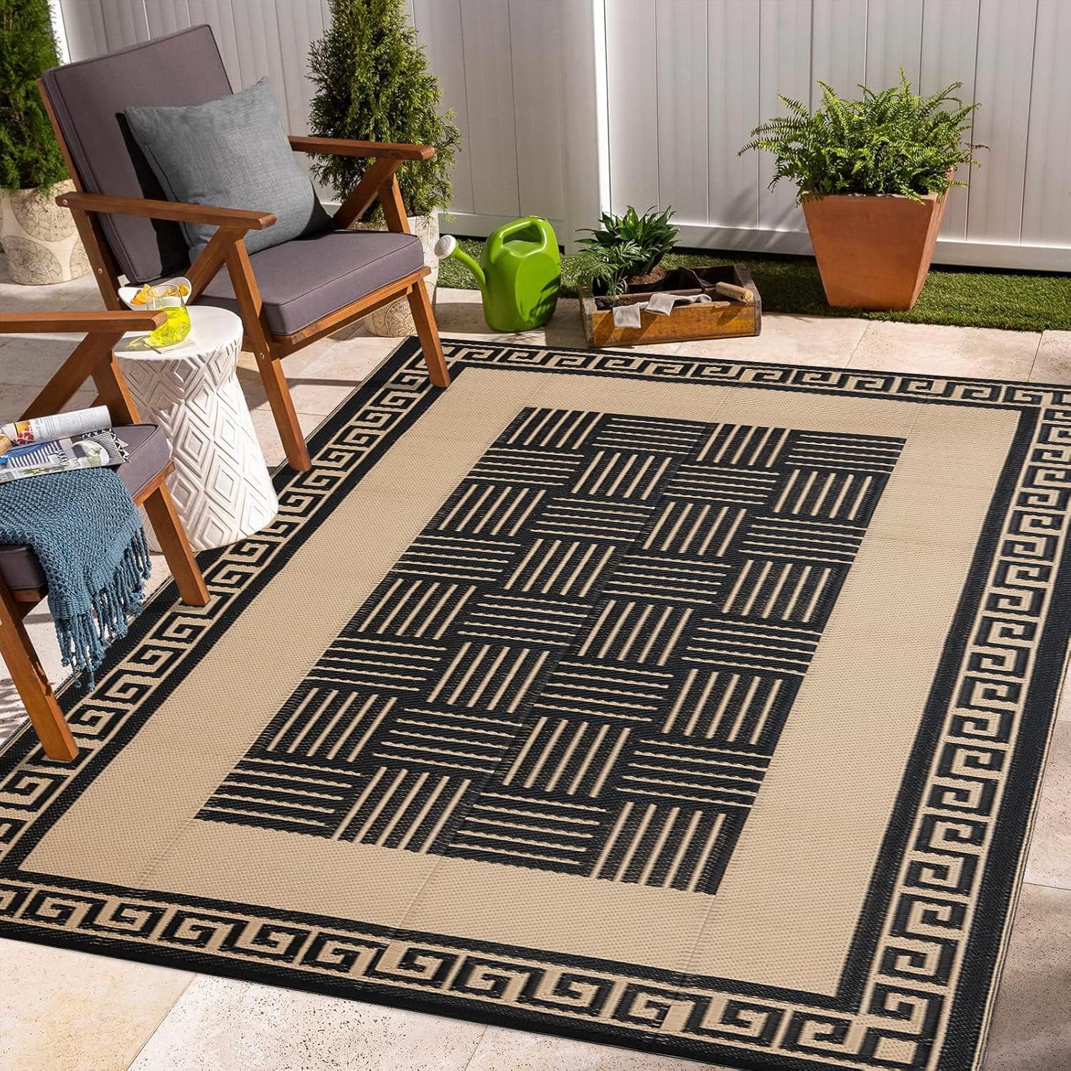 Outdoor Rug Waterproof, Reversible Outdoor Plastic Straw Rug for Patios ...