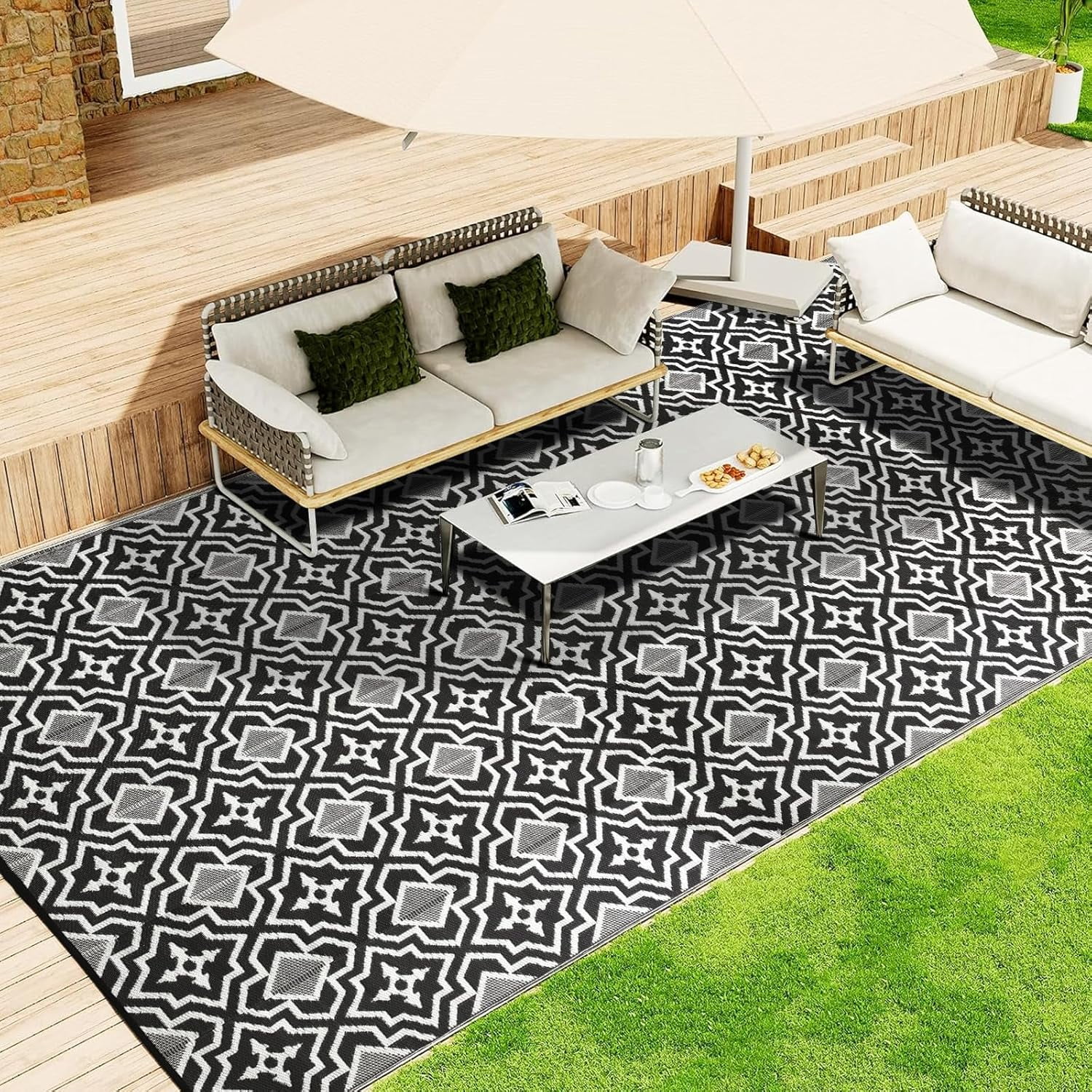 Outdoor Rug f 9x18 Waterproo Large Outdoor Camping Rug Reversible Rv ...