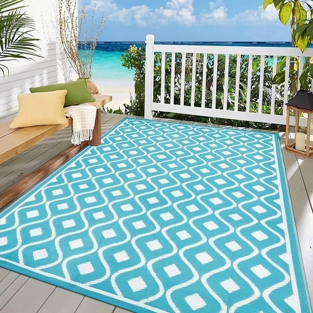 Outdoor Rugs 9x12 Ft, MJIAexp Large RV Outdoor Mat, Reversible Outdoor ...