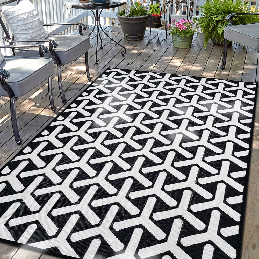Outdoor Rugs for Patio 5x8ft, Reversible Plastic Straw Rug, RV Camping ...
