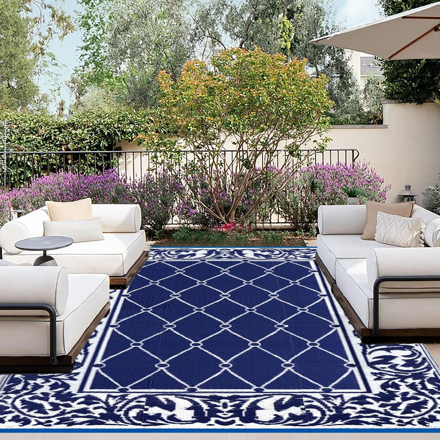 Outdoor Rugs for Patio 6x9 ft - Reversible Outside Carpet, Stain & UV ...