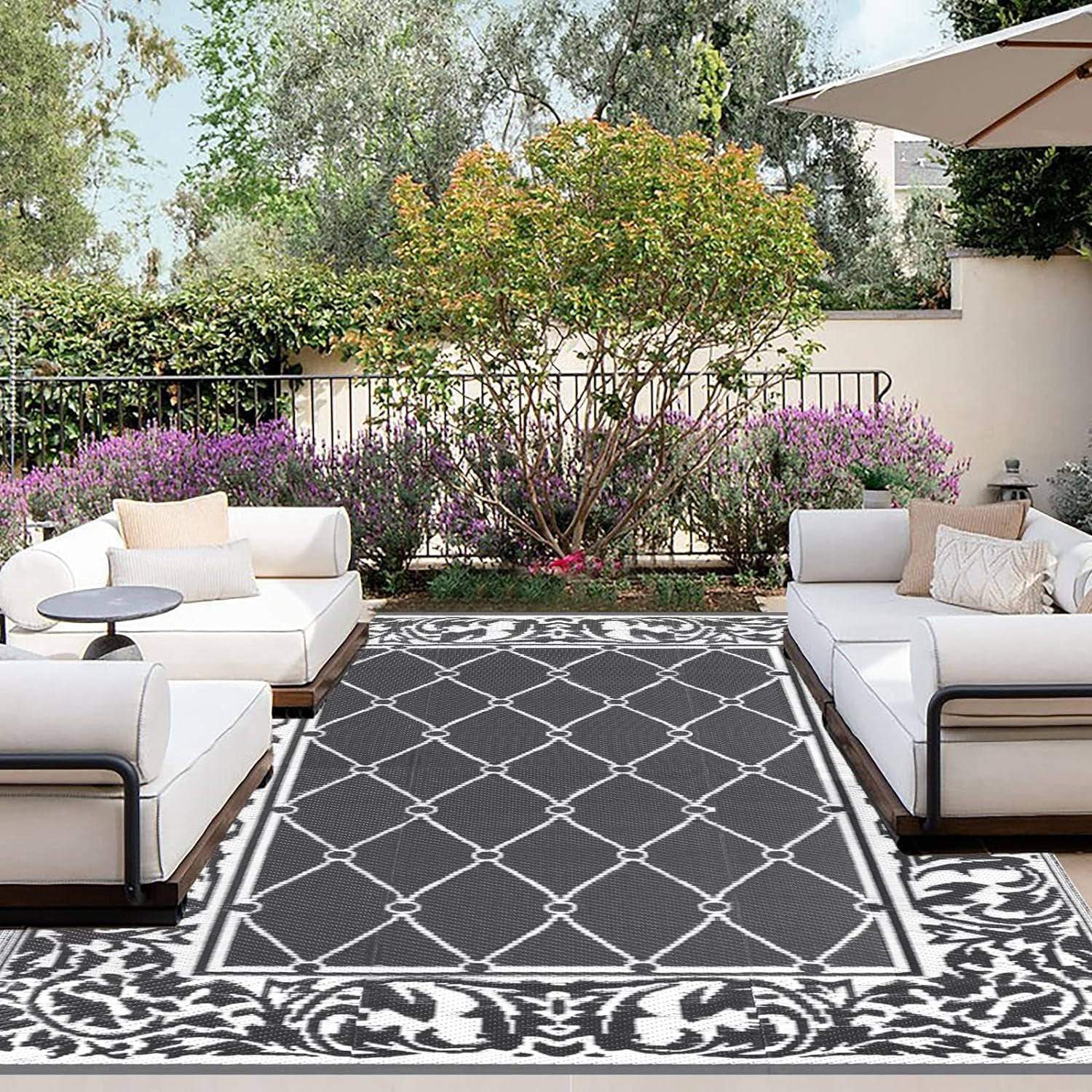 Outdoor Rugs for Patio 6x9 ft - Reversible Outside Carpet, Stain & UV ...