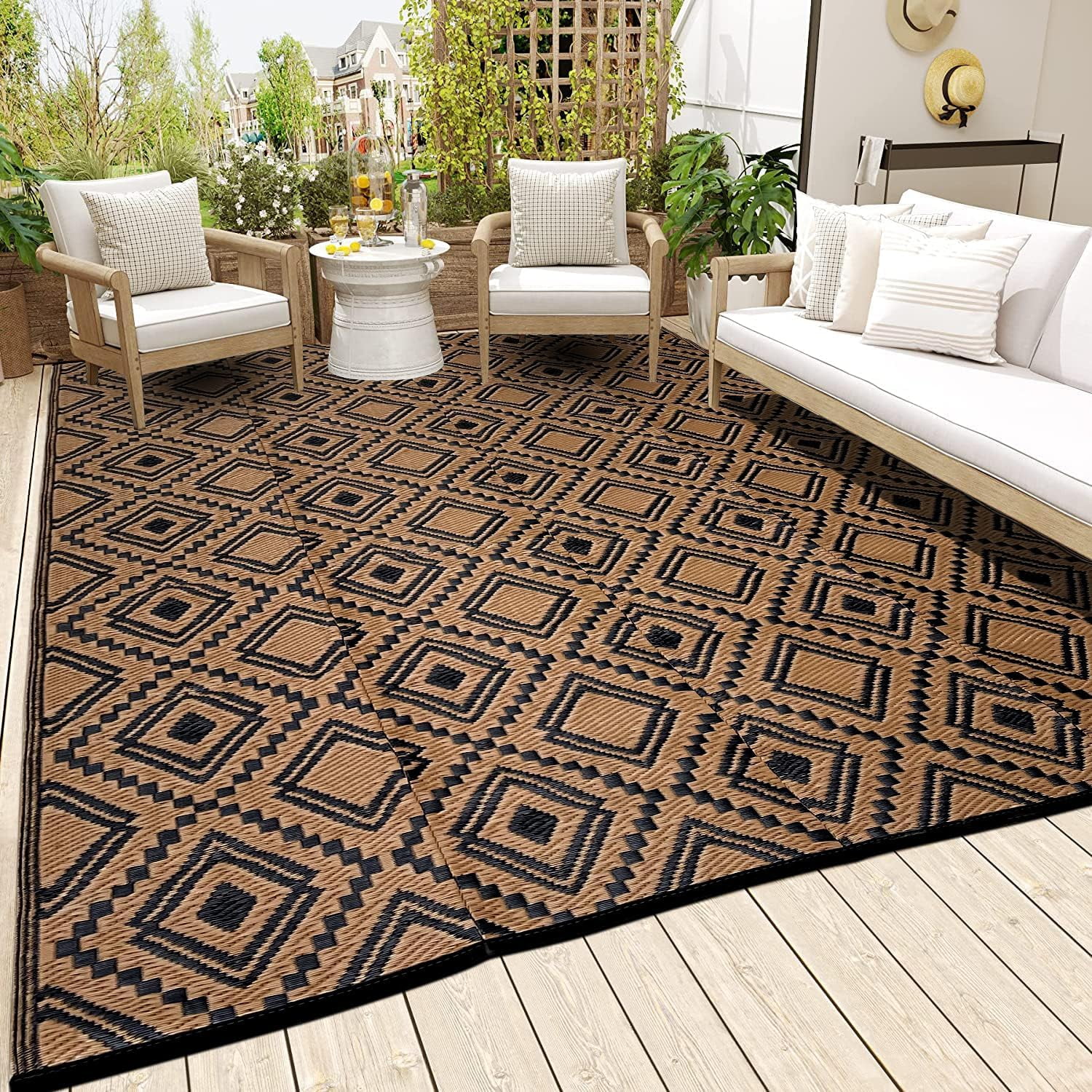 Outdoor Rugs for Patio Clearance - 5'x8' Waterproof Reversible Indoor ...