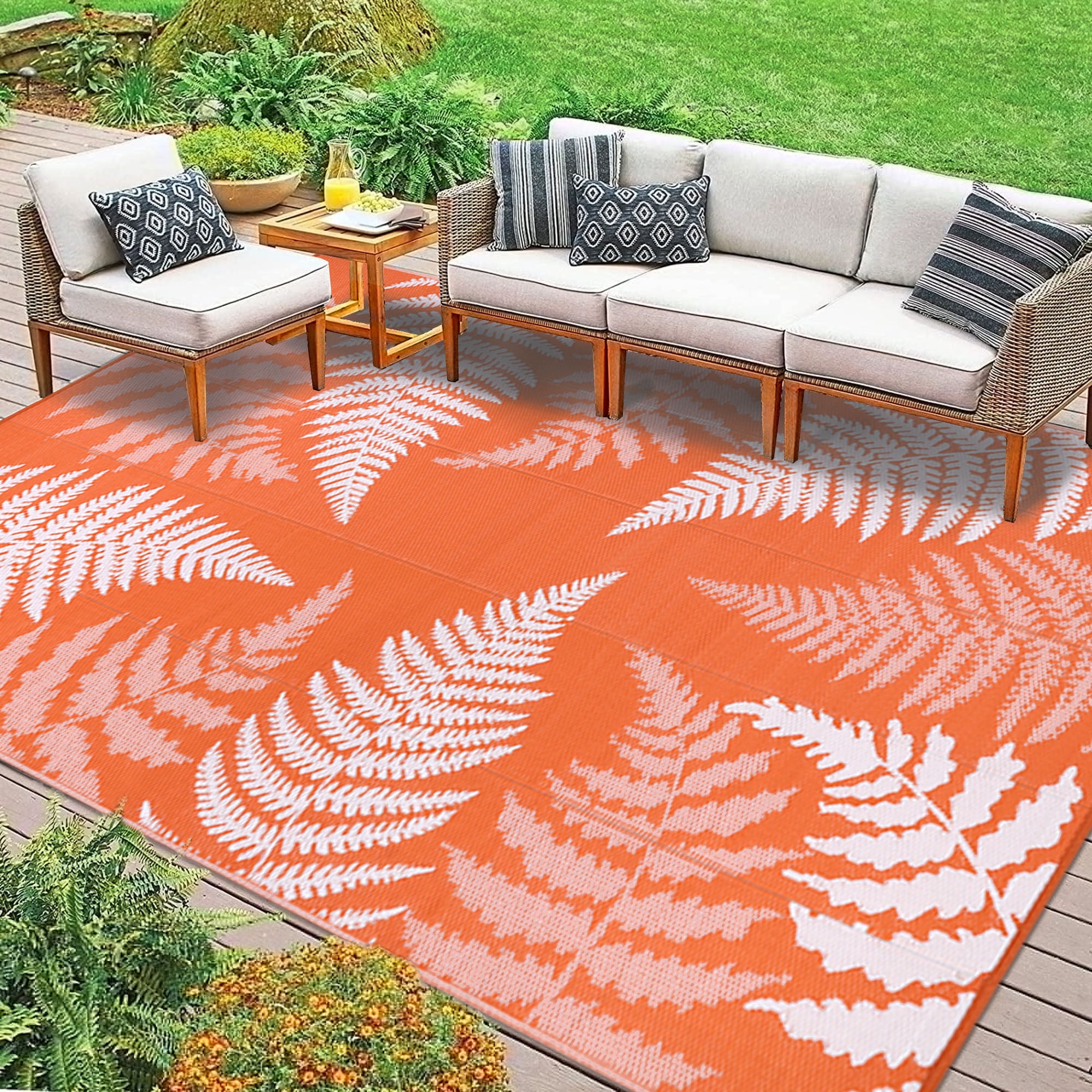 Yamaziot 6'x9' Palm Leaf Outdoor Rug, Waterproof, Reversible, and ...