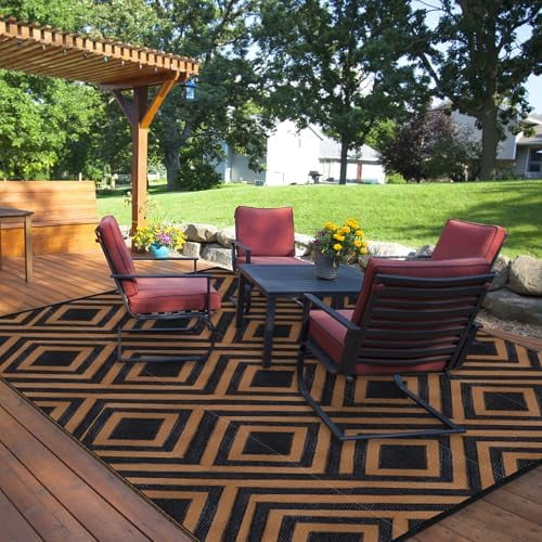 Outdoor Rugs Reversible Waterproof Plastic Straw Rug with Corner Loops ...