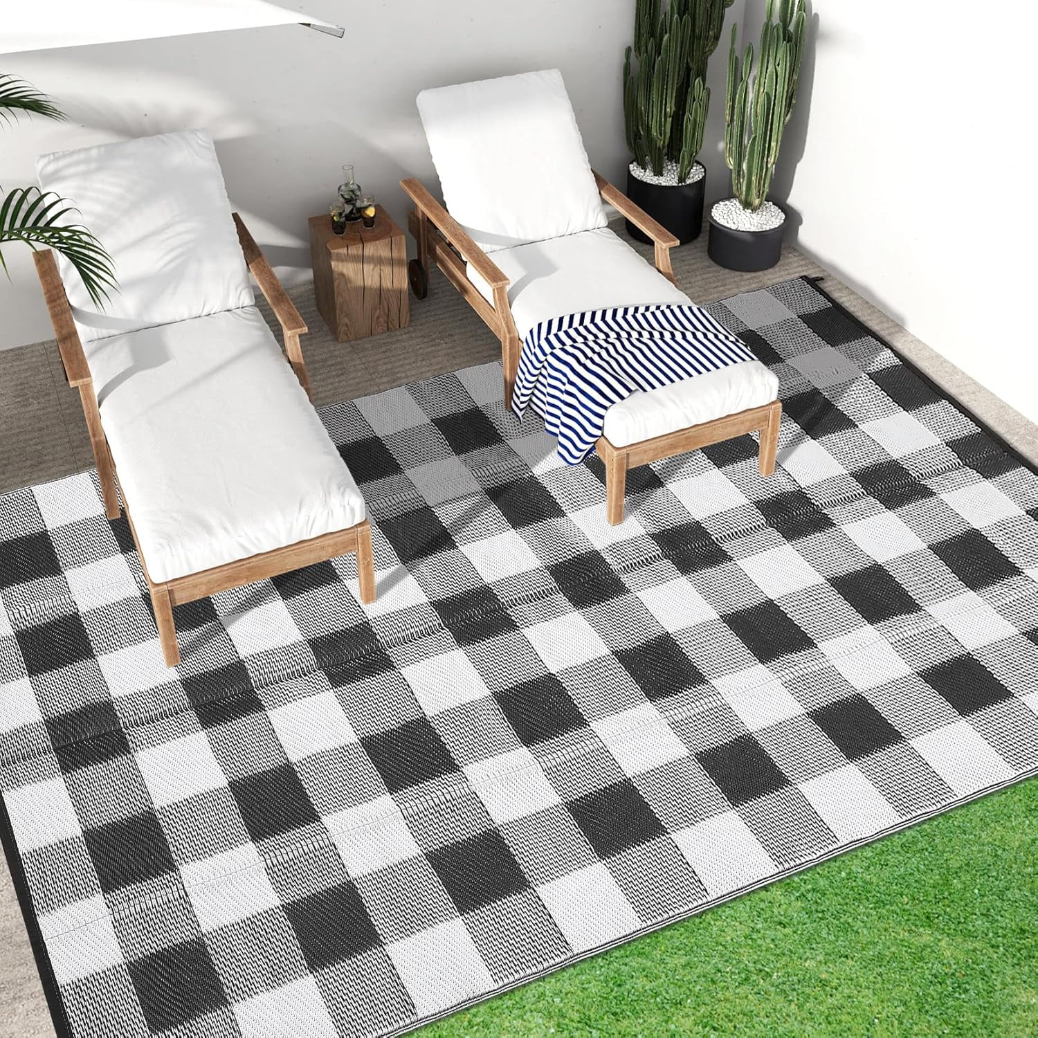 Outdoor Rugs,Waterproof Reversible Plastic Mat for RV Camping Beach ...