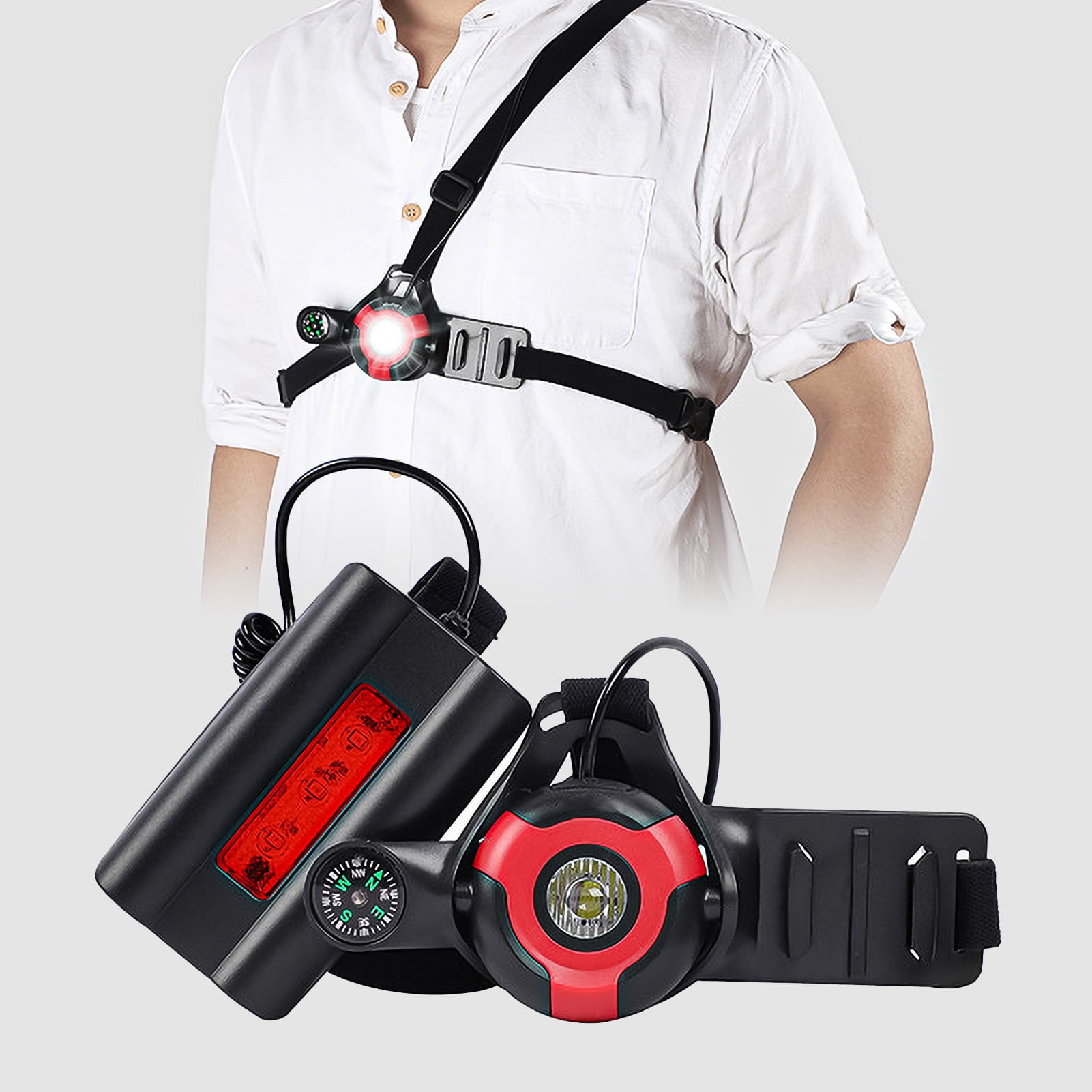 Outdoor Running Light Bright Rechargeable ABS Waterproof with Compass ...