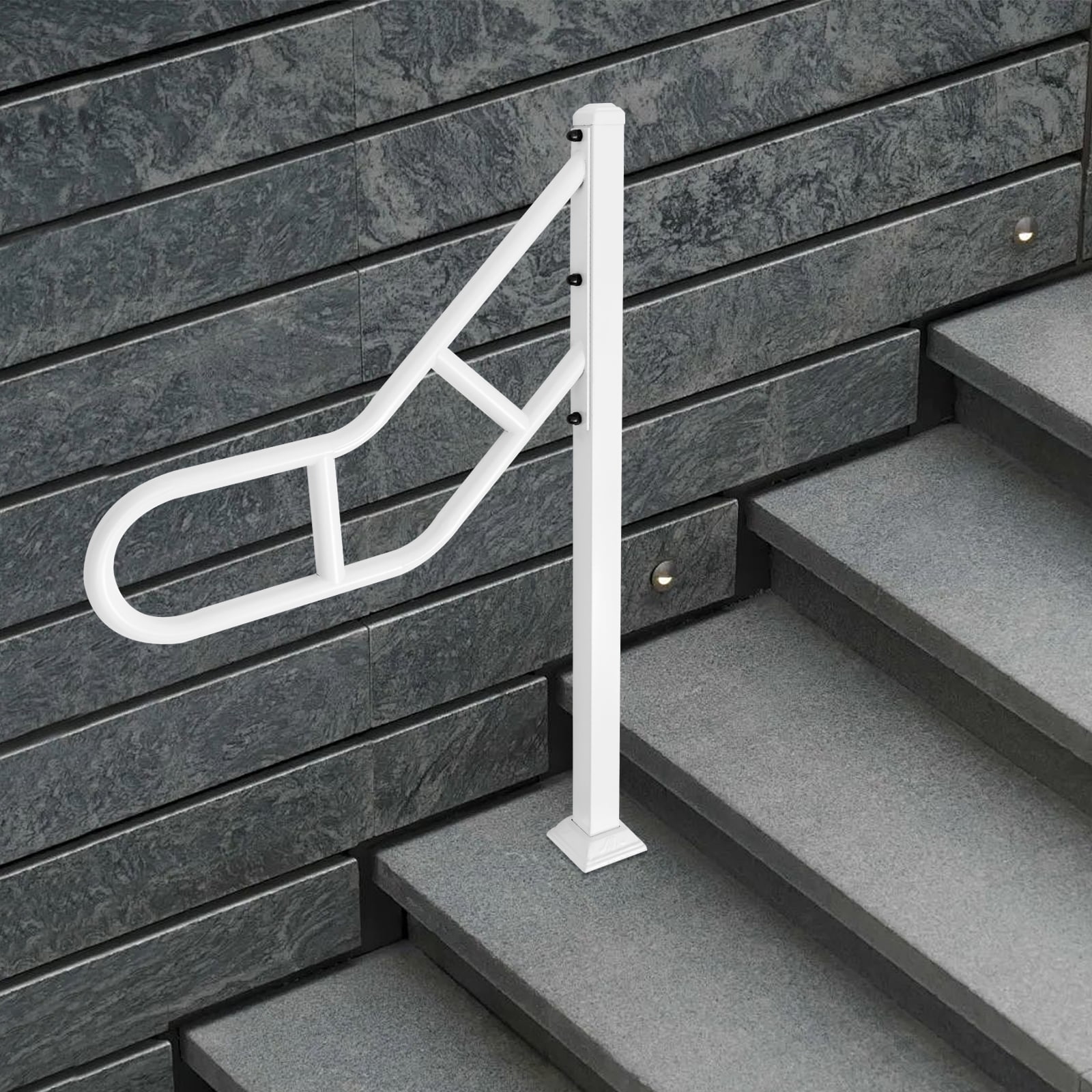 Outdoor Safety Handrail with Rounded Corners, 3.4x3.4in Base Plate ...
