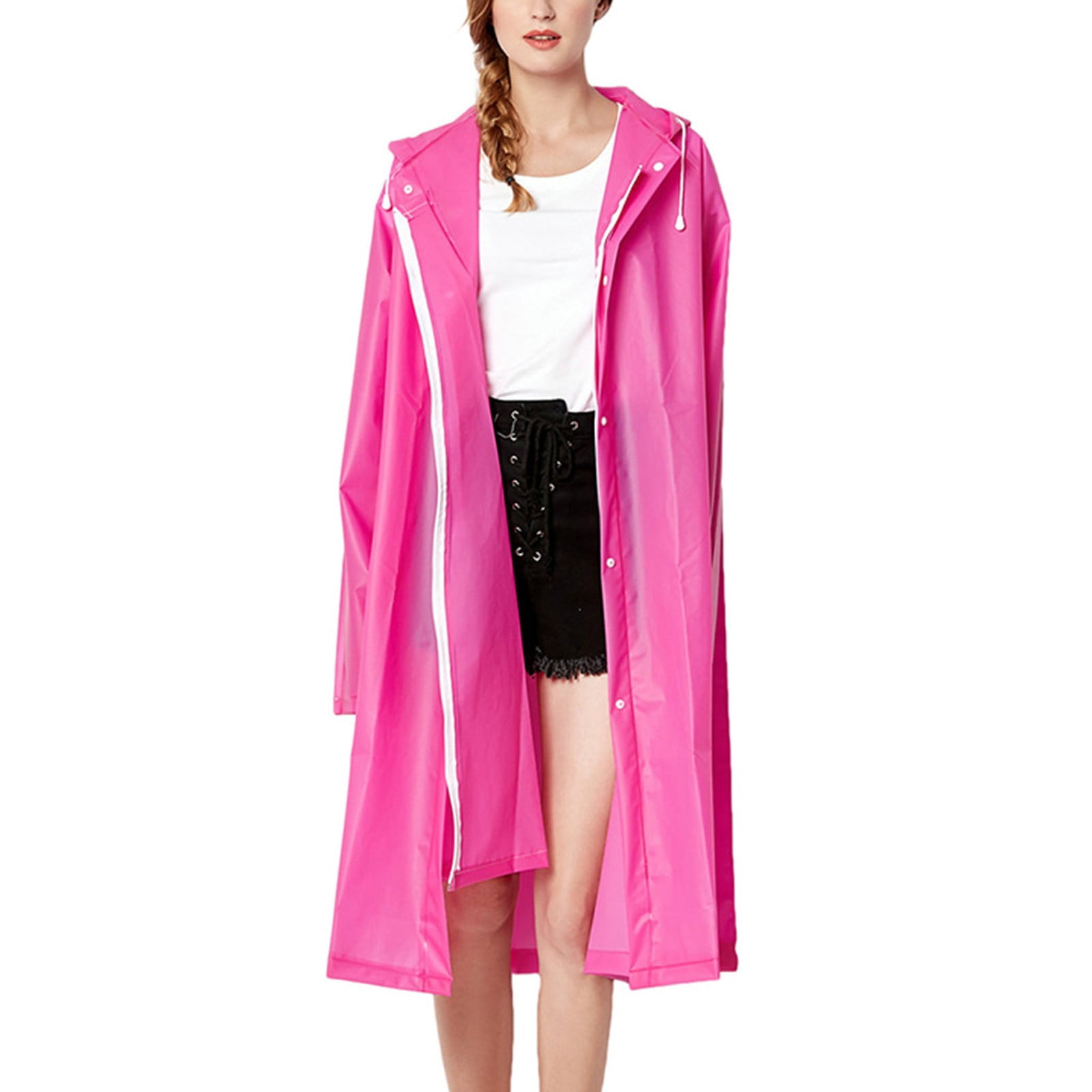 Kyusrd Long Transparent Men Women Hooded Jacket Rainproof Raincoat Rain ...
