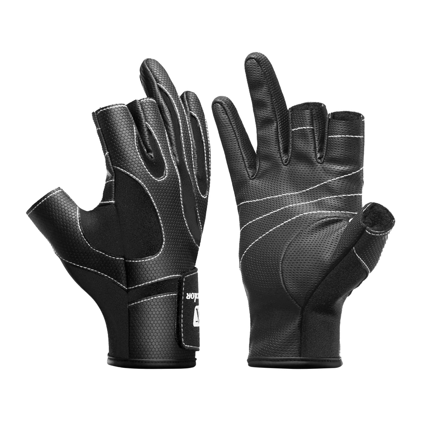 Kyusrd Mens Pro Climate Fishing Neoprene Gloves & Rubber Grips Fold ...
