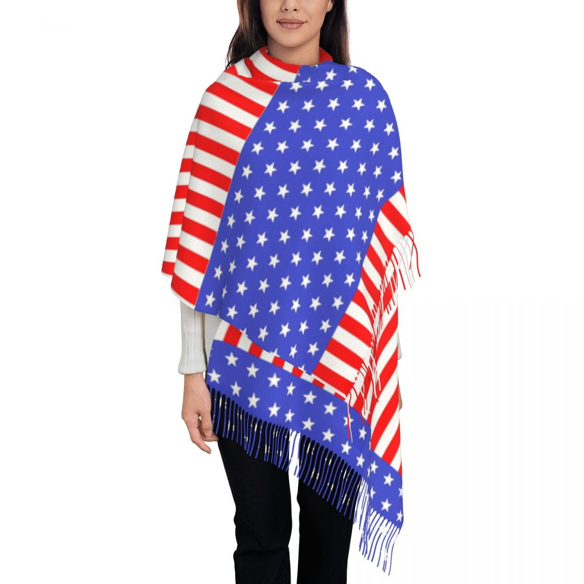 Outdoor Scarf Winter American Flag Shawl Wraps Stripes And Stars Custom ...