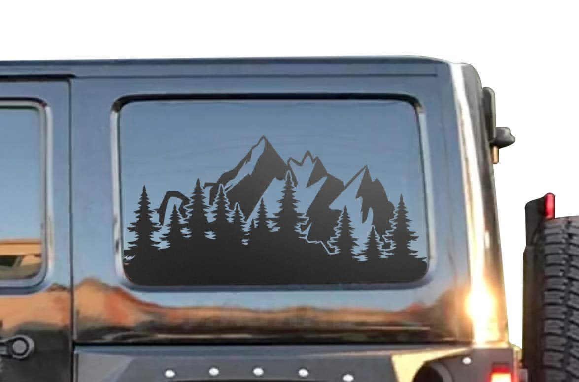 Outdoor Scene Decals for Jeep Wrangler JLU JKU in Matte Black for side ...