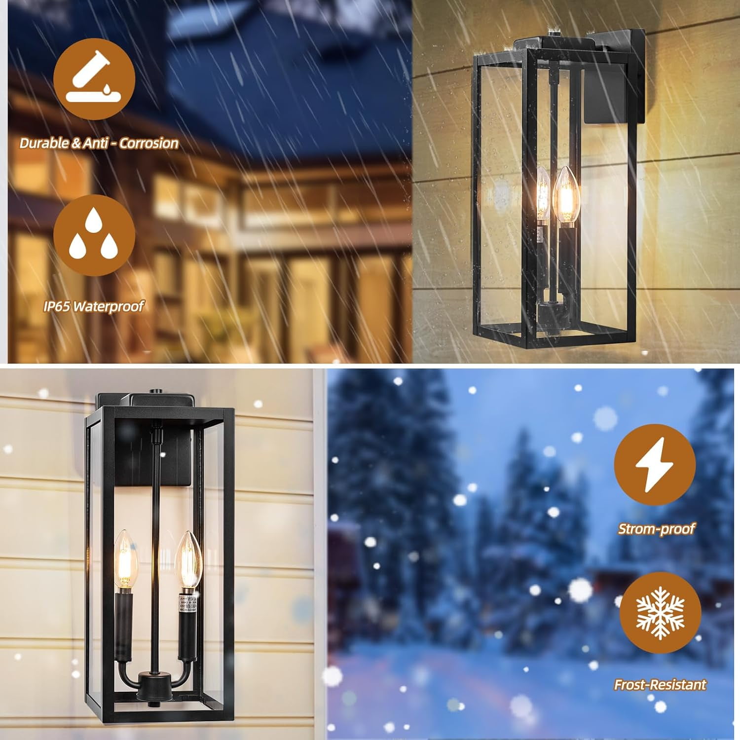 Outdoor Sconce Light for House 16 Inch Large, Two Candle Light Outdoor ...