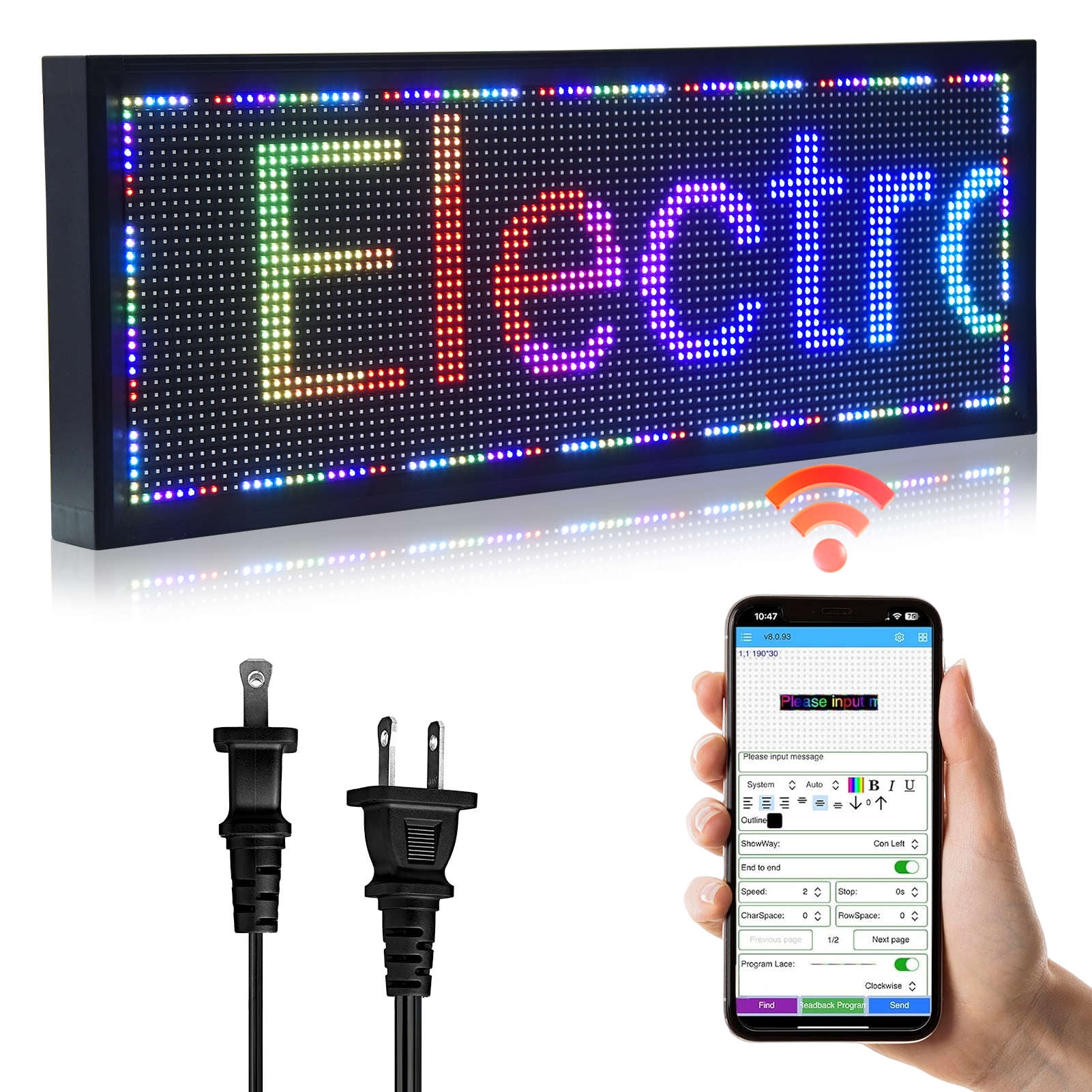 Outdoor Scrolling LED Sign | 40x15inch Programmable LED Sign ...