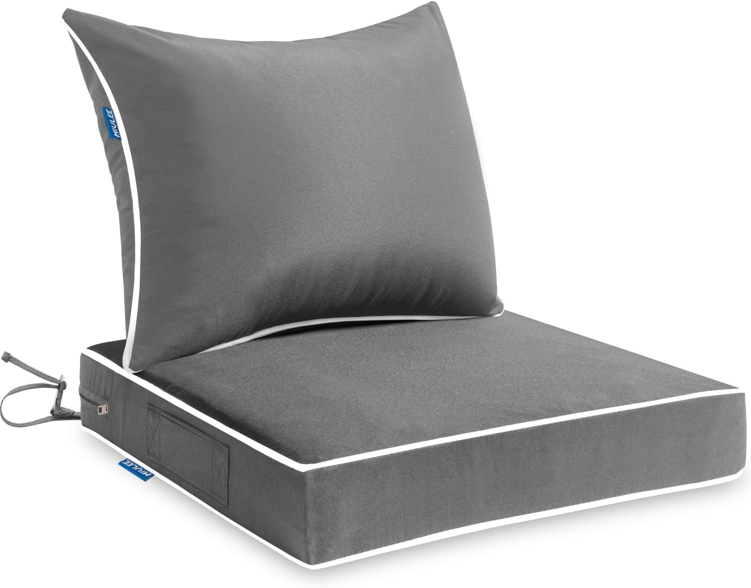 Outdoor Seat Cushion Set Light Grey 22 x 22 x 3 Inch Waterproof & Fade ...