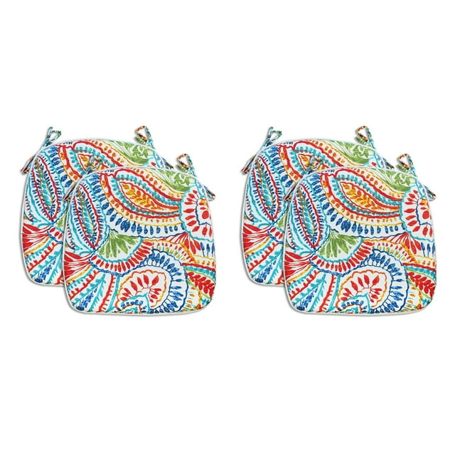 Outdoor Seat Pads 18x19 Inch Set of 4 Patio Seat Cushions with Ties ...