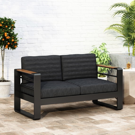 Outdoor Seating With Composite Accents And Grey Cushions Aluminum Frame ...