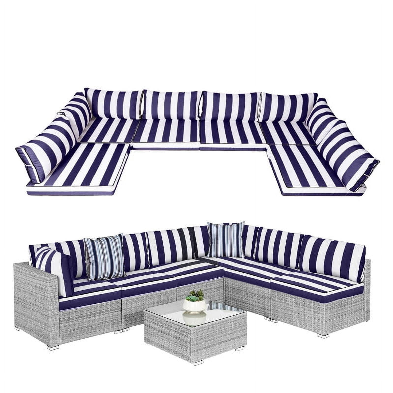 Outdoor Sectional Cushions, 6 Seat Patio Sectional Cushions, 4" Foam ...