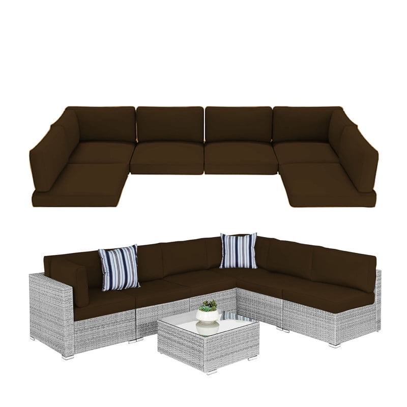 Outdoor Sectional Cushions, 6 Seat Patio Sectional Cushions, 4" Foam ...
