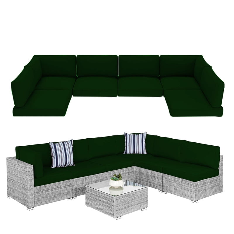 Outdoor Sectional Cushions, 6 Seat Patio Sectional Cushions, 4" Foam ...