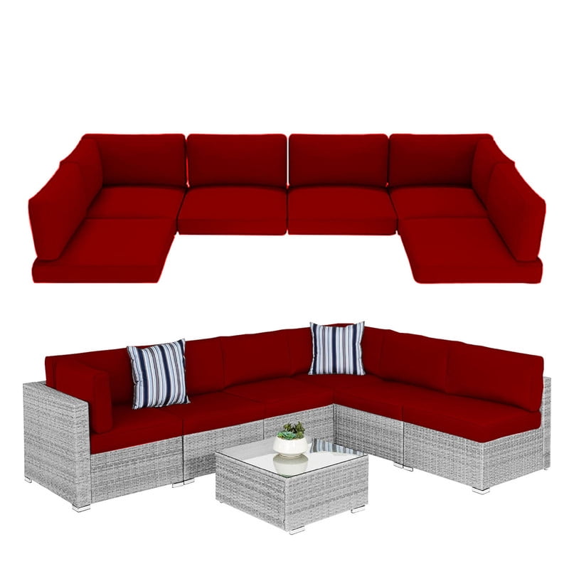 Outdoor Sectional Cushions, 6 Seat Patio Sectional Cushions, 4" Foam ...