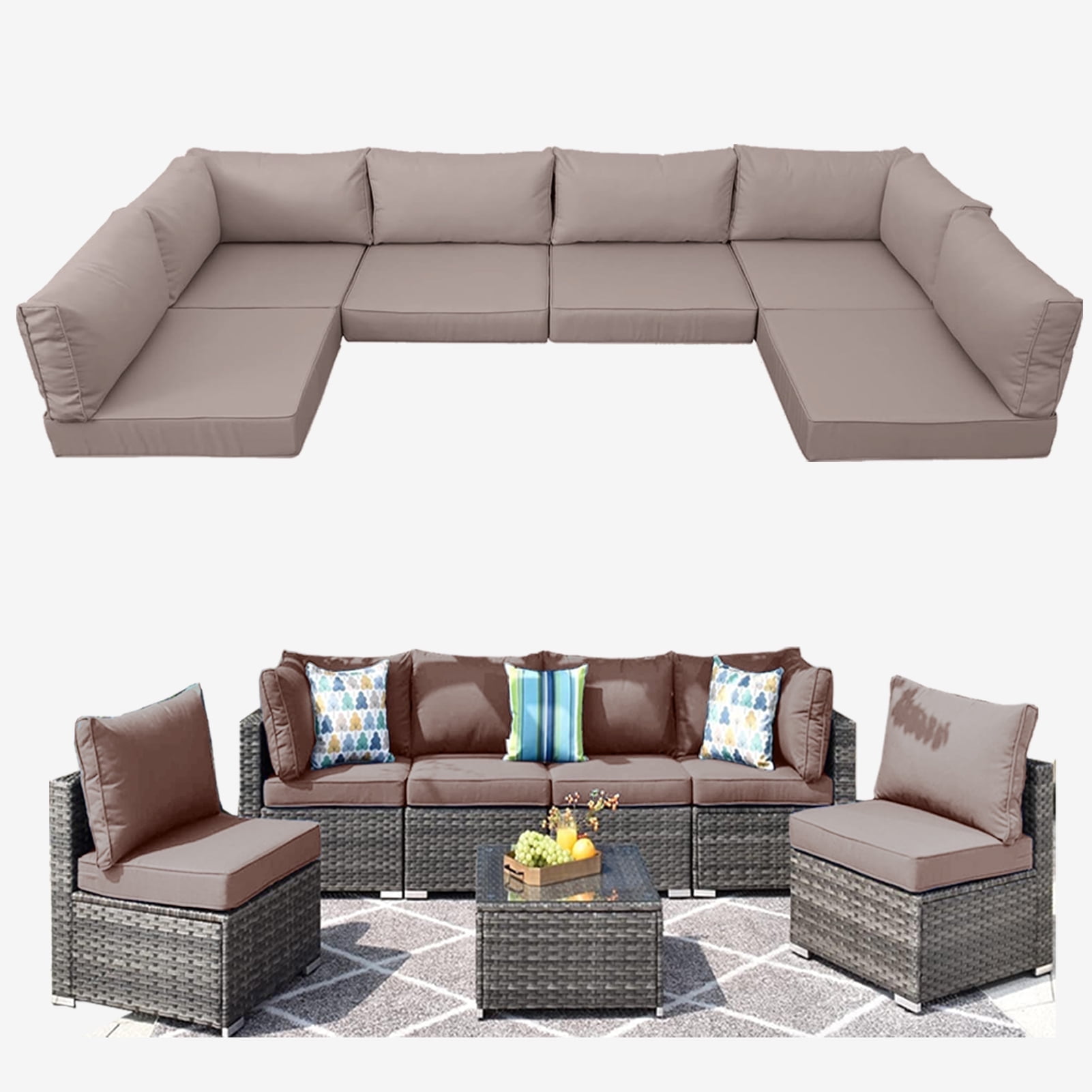 Outdoor Replacement Cushions for Patio Furniture, UV-Protection Patio ...