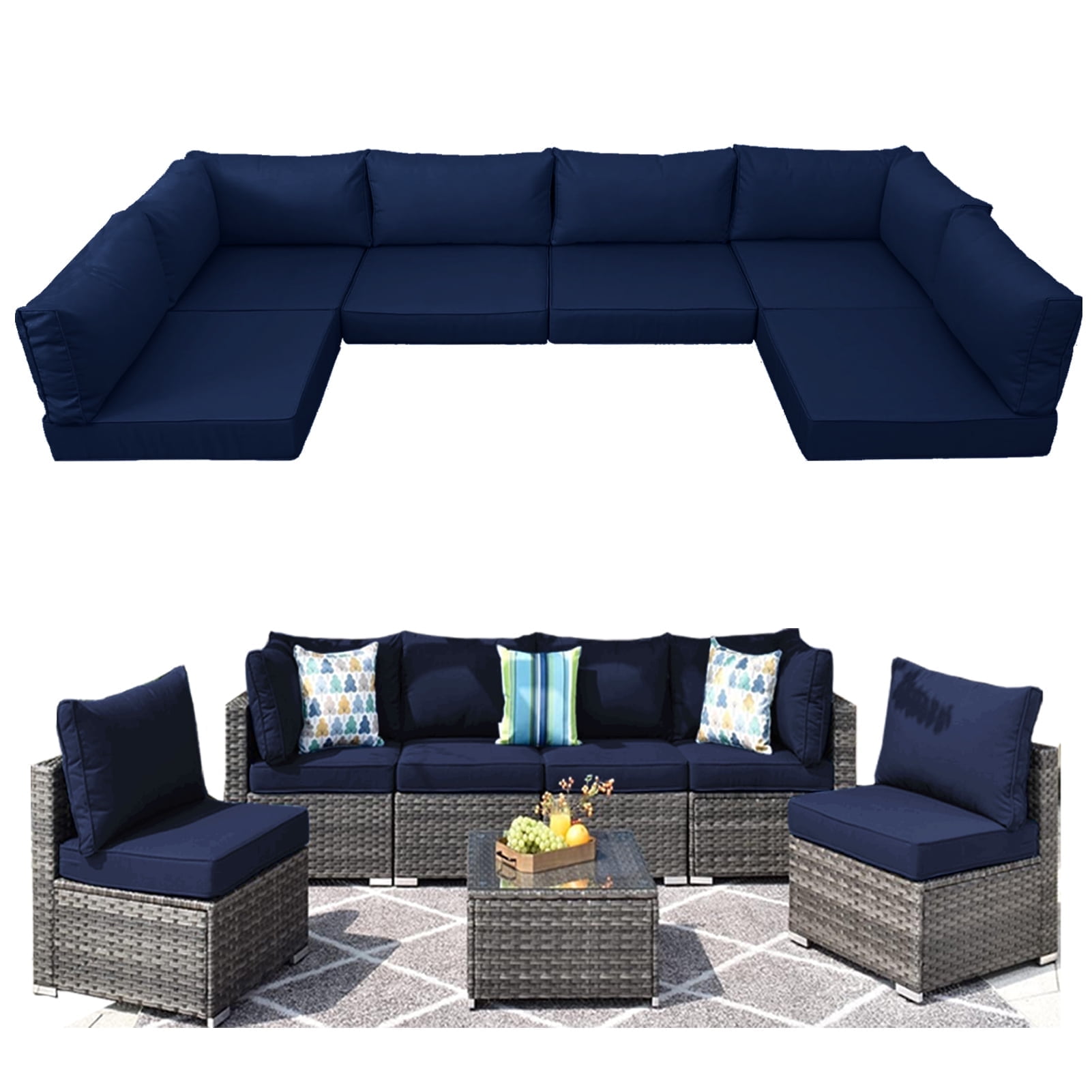 Outdoor Replacement Cushions for Patio Furniture, UV-Protection Patio ...