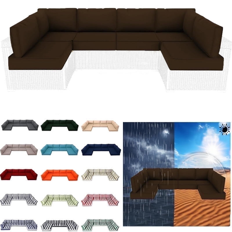 Outdoor Sectional Replacement Cushion Set, 14 Pcs Waterproof Patio Sofa ...