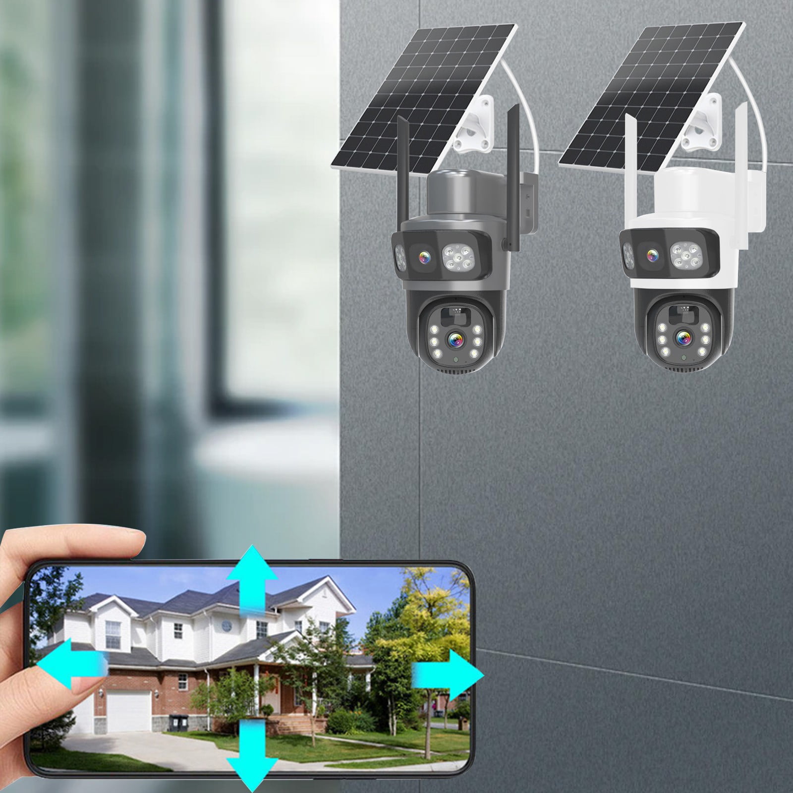 Outdoor Security Camera, 360-degree Wireless Monitoring, Solar-powered ...