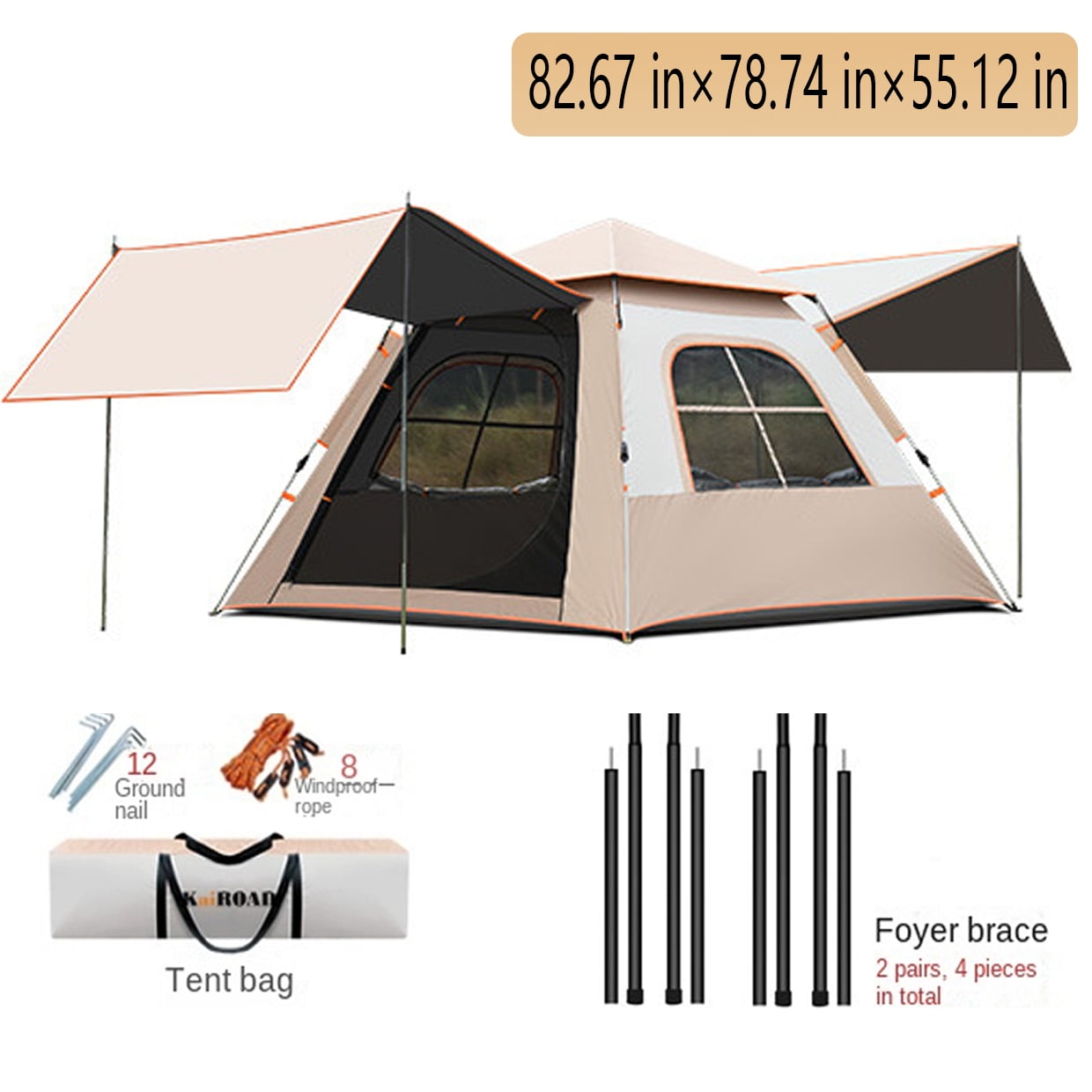 JieC 4-6 Person Vinyl Camping Tent,Waterproof and Easy Setup ...