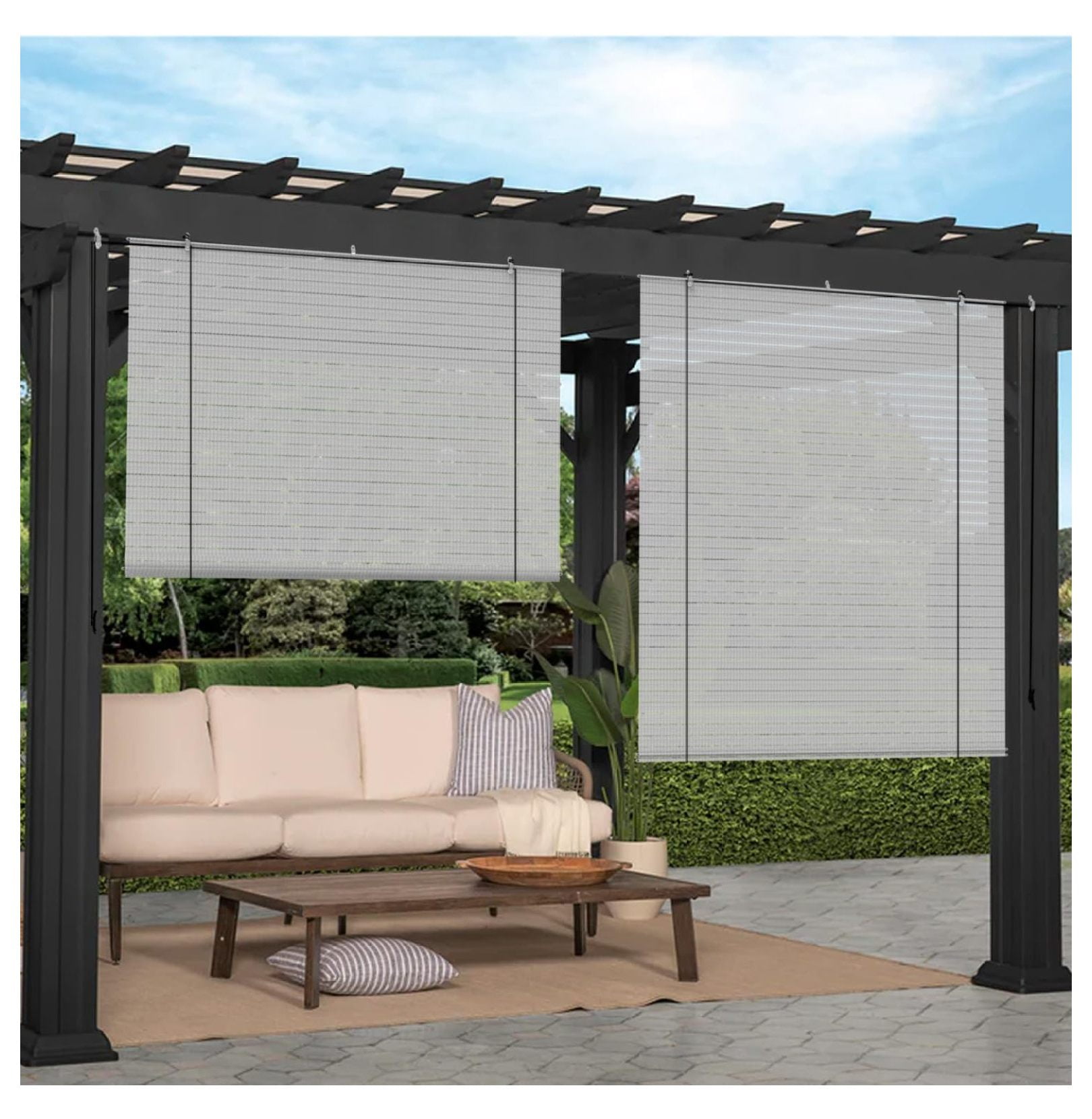 Outdoor Shade 4'W×8'H Patio Shades Roll Up Outdoor Patio Blinds ...