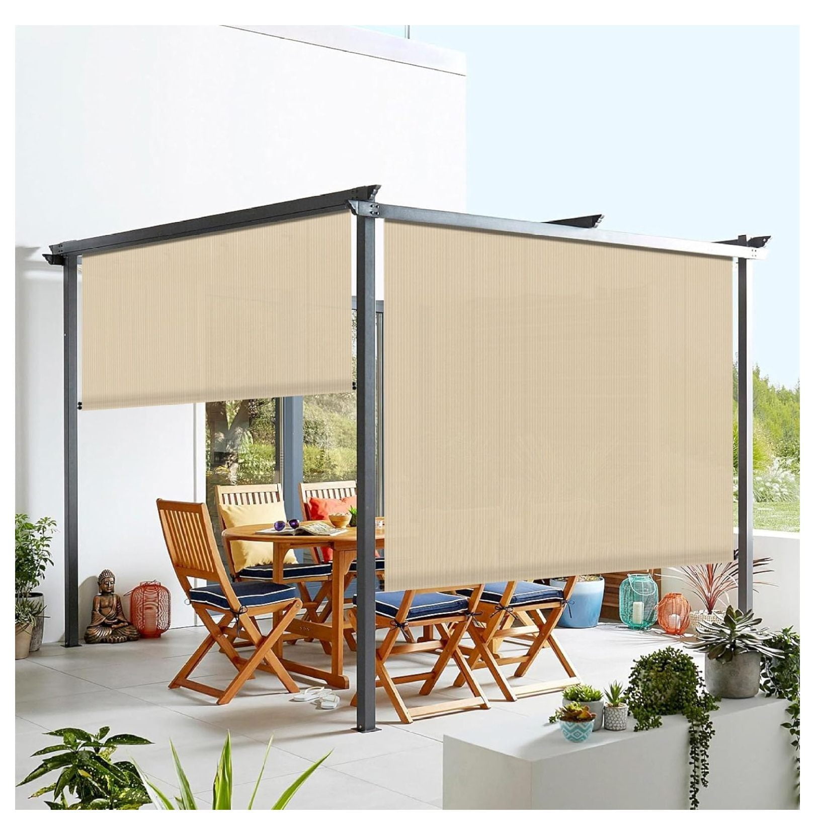 Outdoor Shade Blinds Patio Roll Up Blackout Shades Exterior Privacy ...