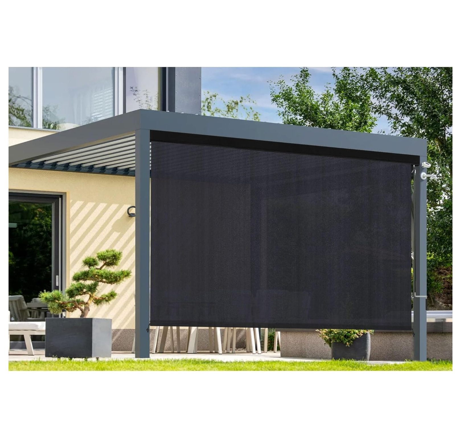 Outdoor Shade Cordless Roll Up Shade, Exterior Shade with Aluminum ...