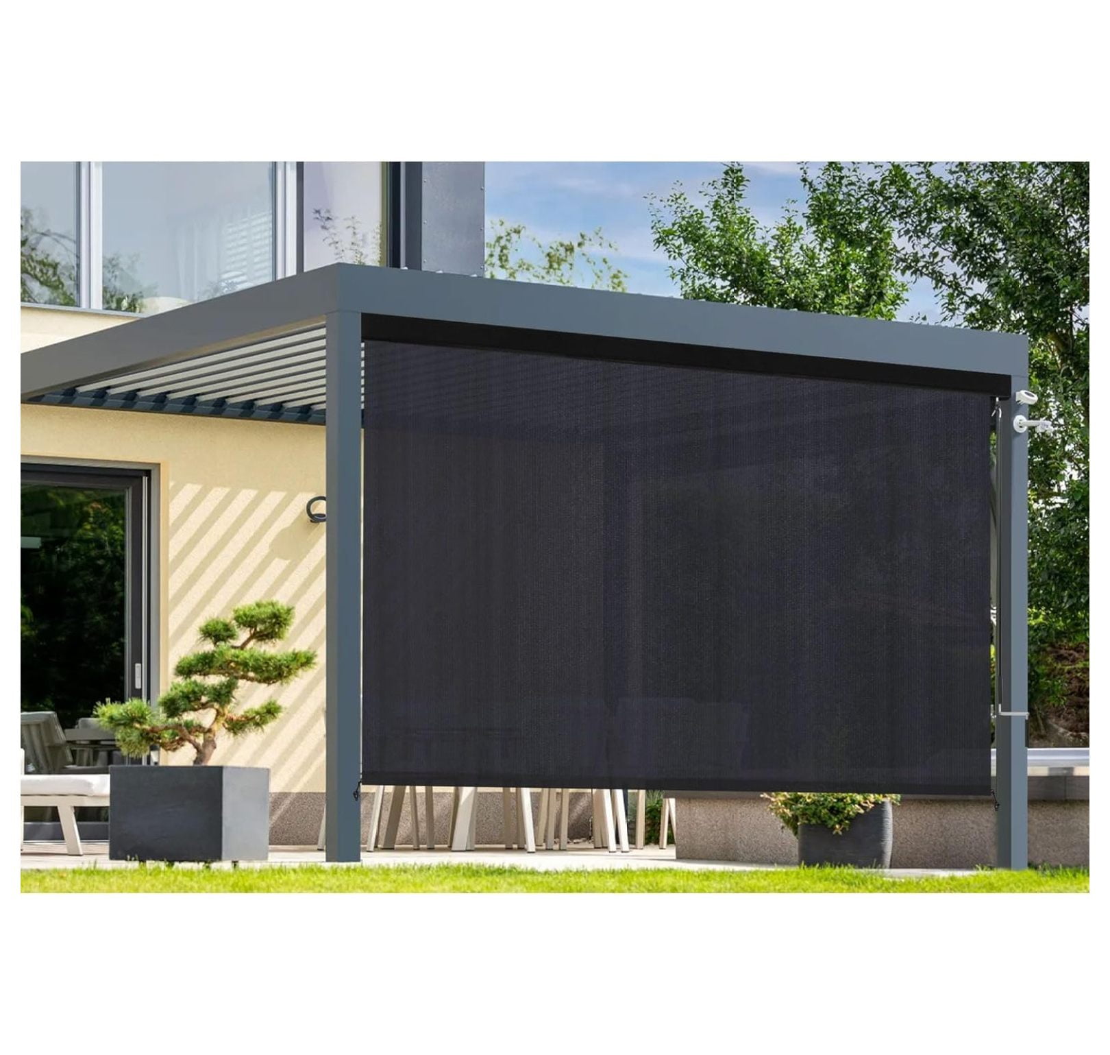 Outdoor Shade Cordless Roll Up Shade, Exterior Shade with Aluminum ...