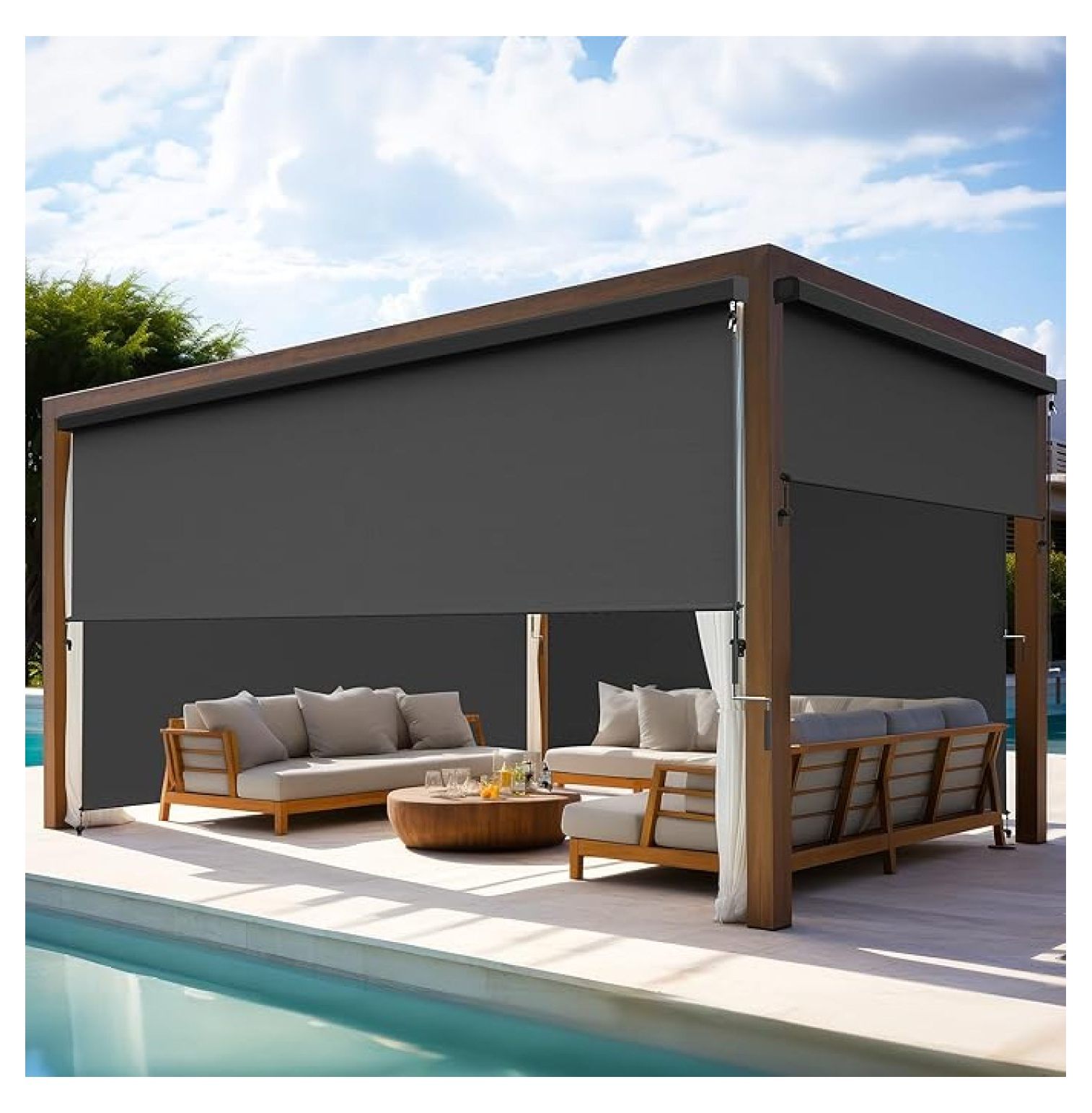 Outdoor Shades for Patio with Valance, New Material Shade Cloth with 95 ...