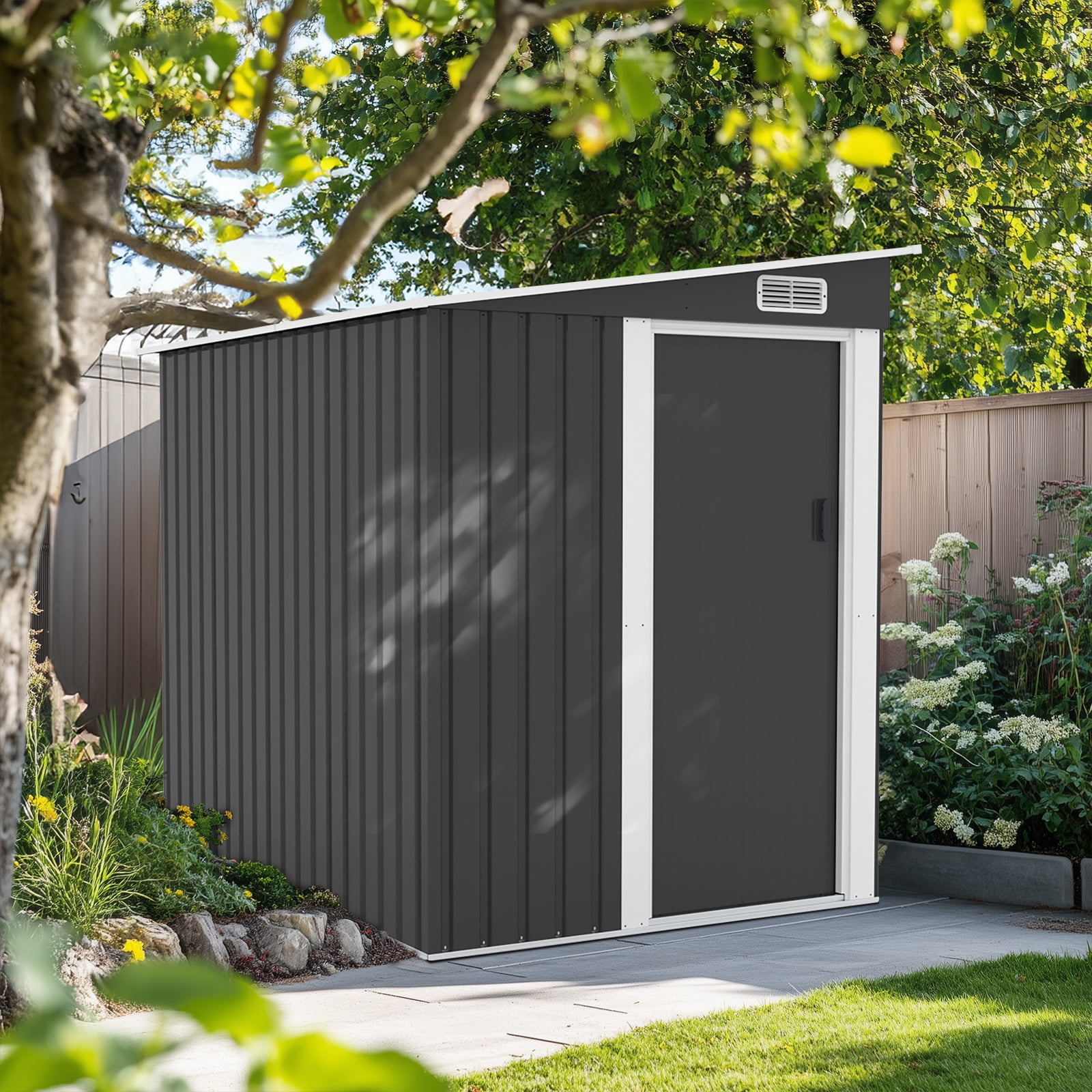 Seizeen 5x3Ft Outdoor Shed, Aluminum Storage with Lock & Vents, All ...