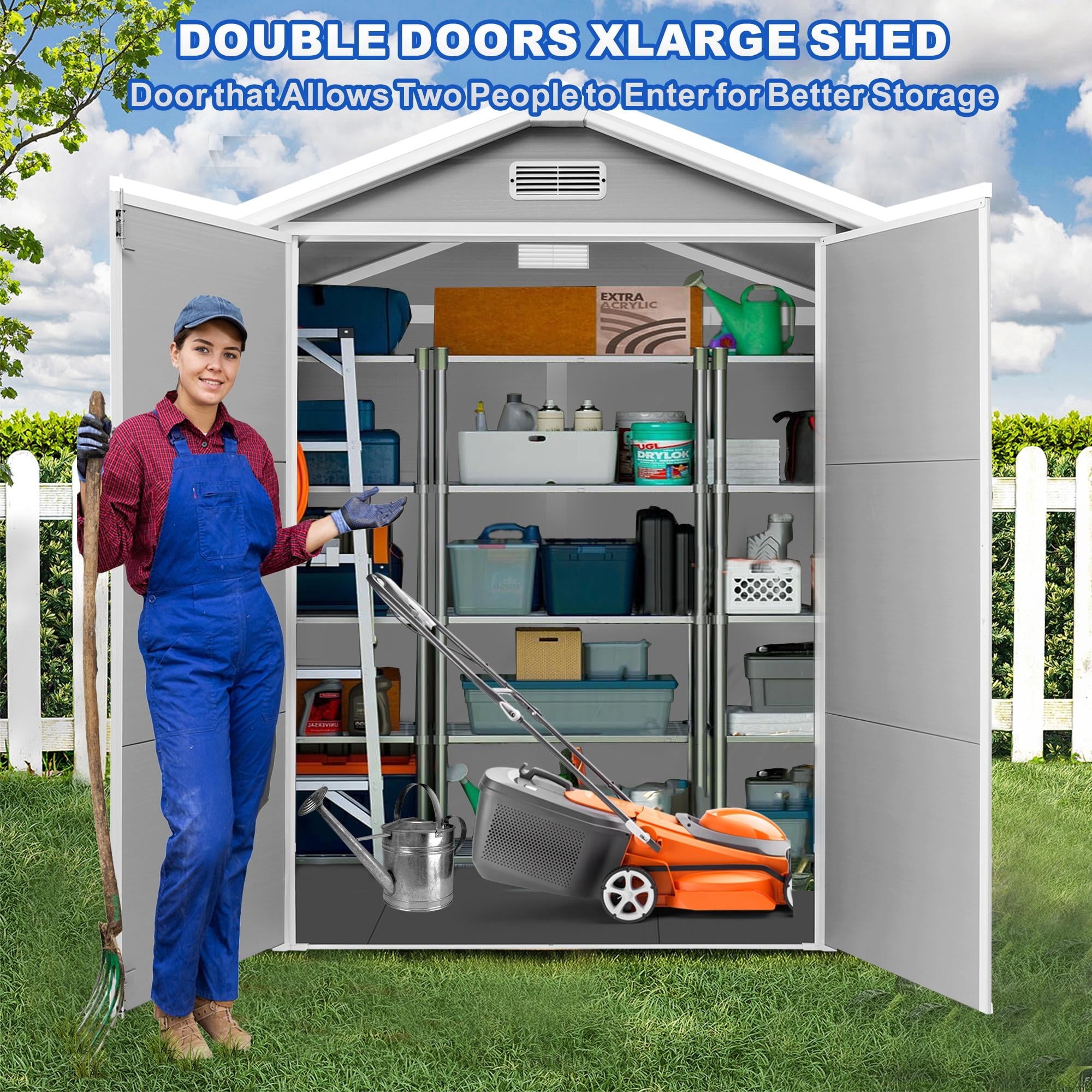 Seizeen Outdoor Shed & Storage, All-Weather Plastic, 82'' H, Garden ...