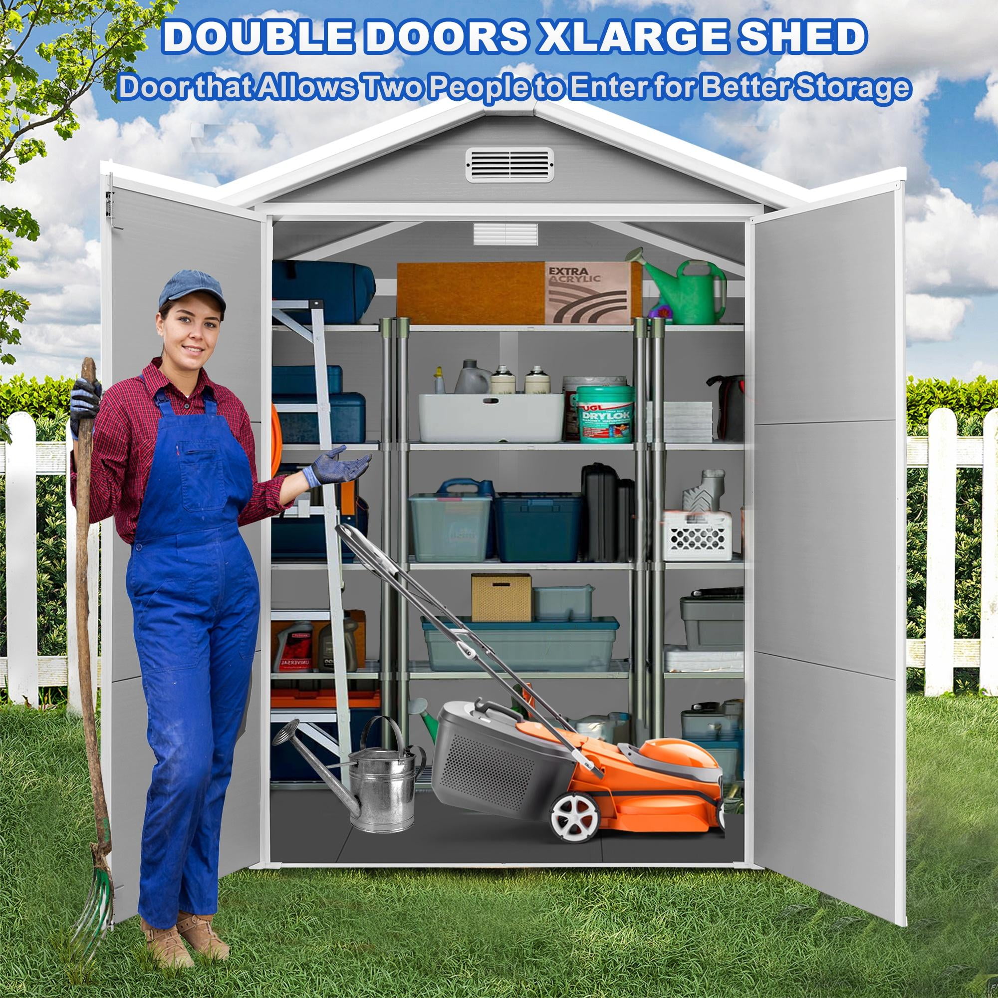 Seizeen Outdoor Shed & Storage, All-Weather Plastic, 82'' H, Garden ...