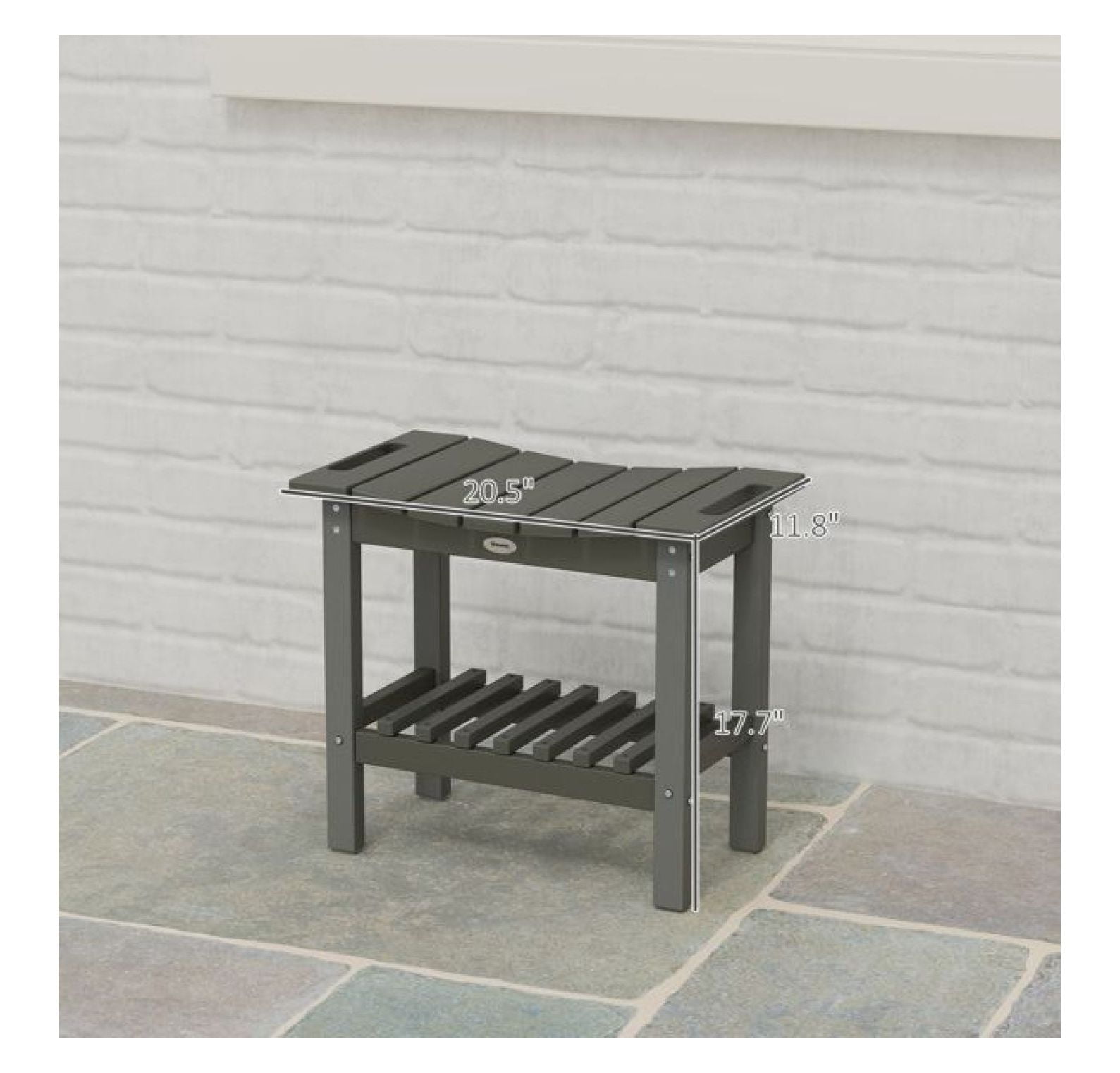 Outdoor Shower Bench - HDPE Wood Look Bench with Storage - Dark Gray ...