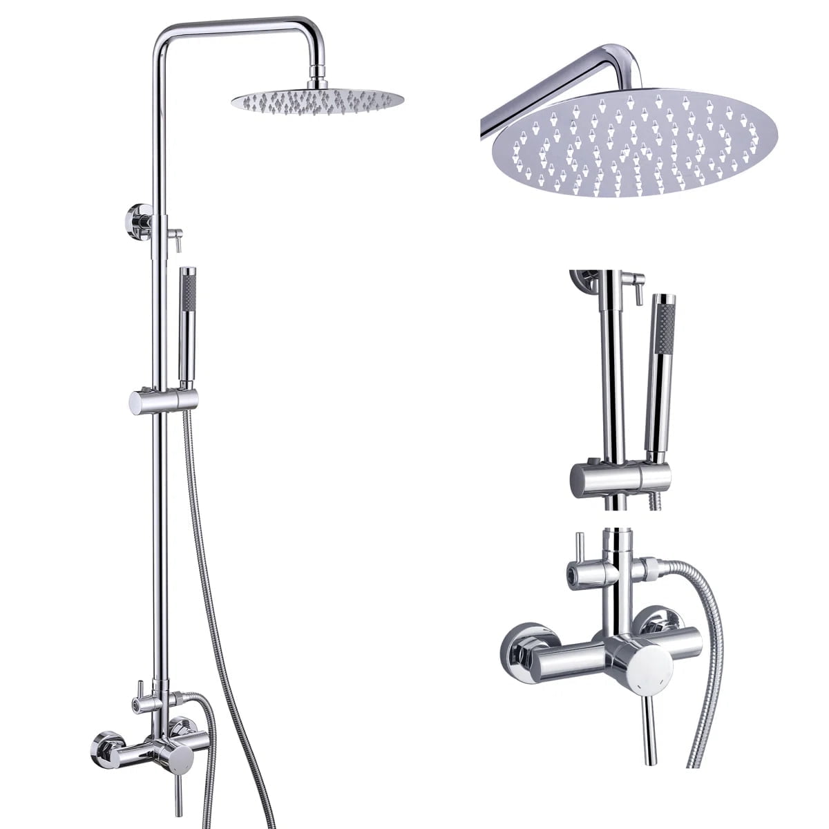 Outdoor Shower Fixture with 304 Stainless Steel 10” Rainfall Shower ...
