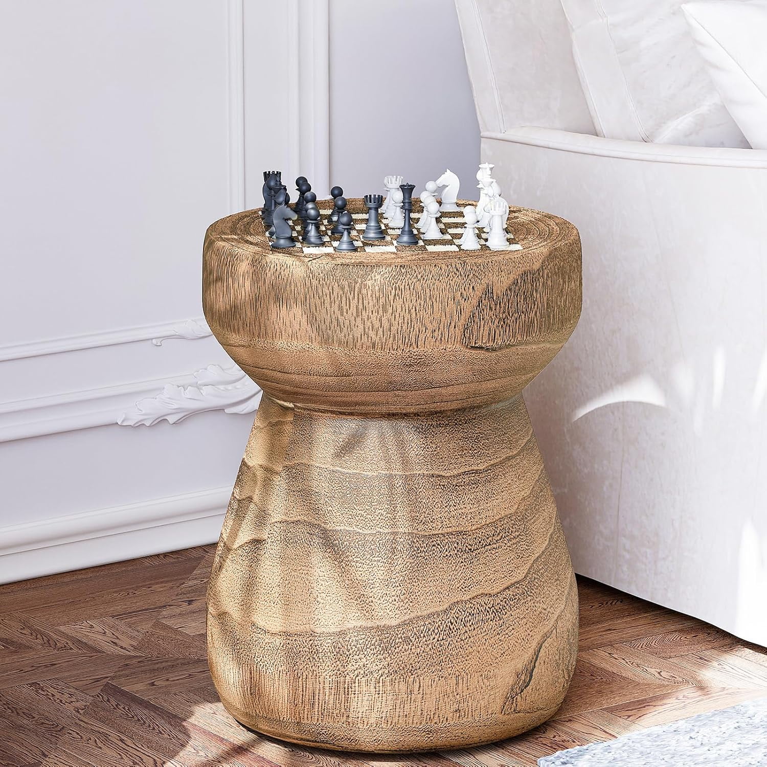 Outdoor Side Table, 14" Small Outdoor End Table, Faux Wood Patio Side ...