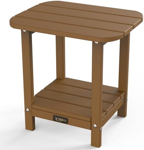 Outdoor Side Table with 2 Layer Storage, Plastic Waterproof and UV ...