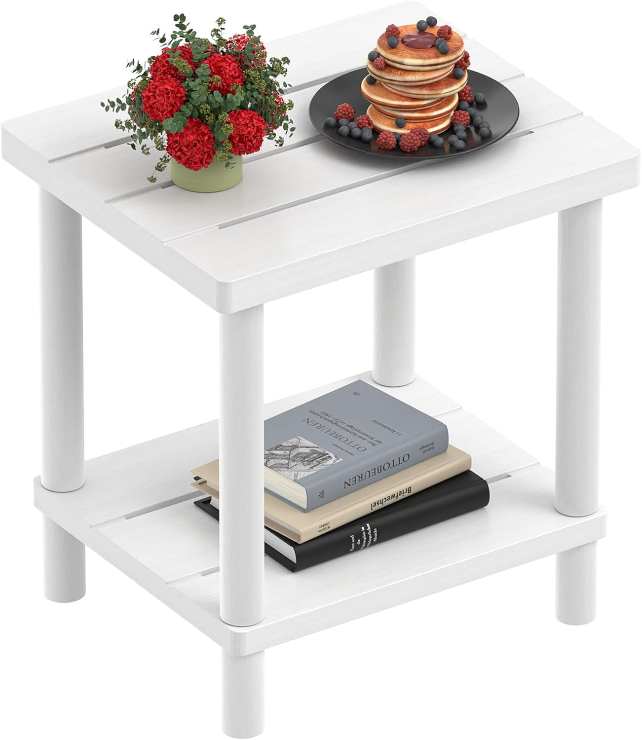 Outdoor Side Table, 2-Tier Small Outdoor Table for Patio, Adirondack ...