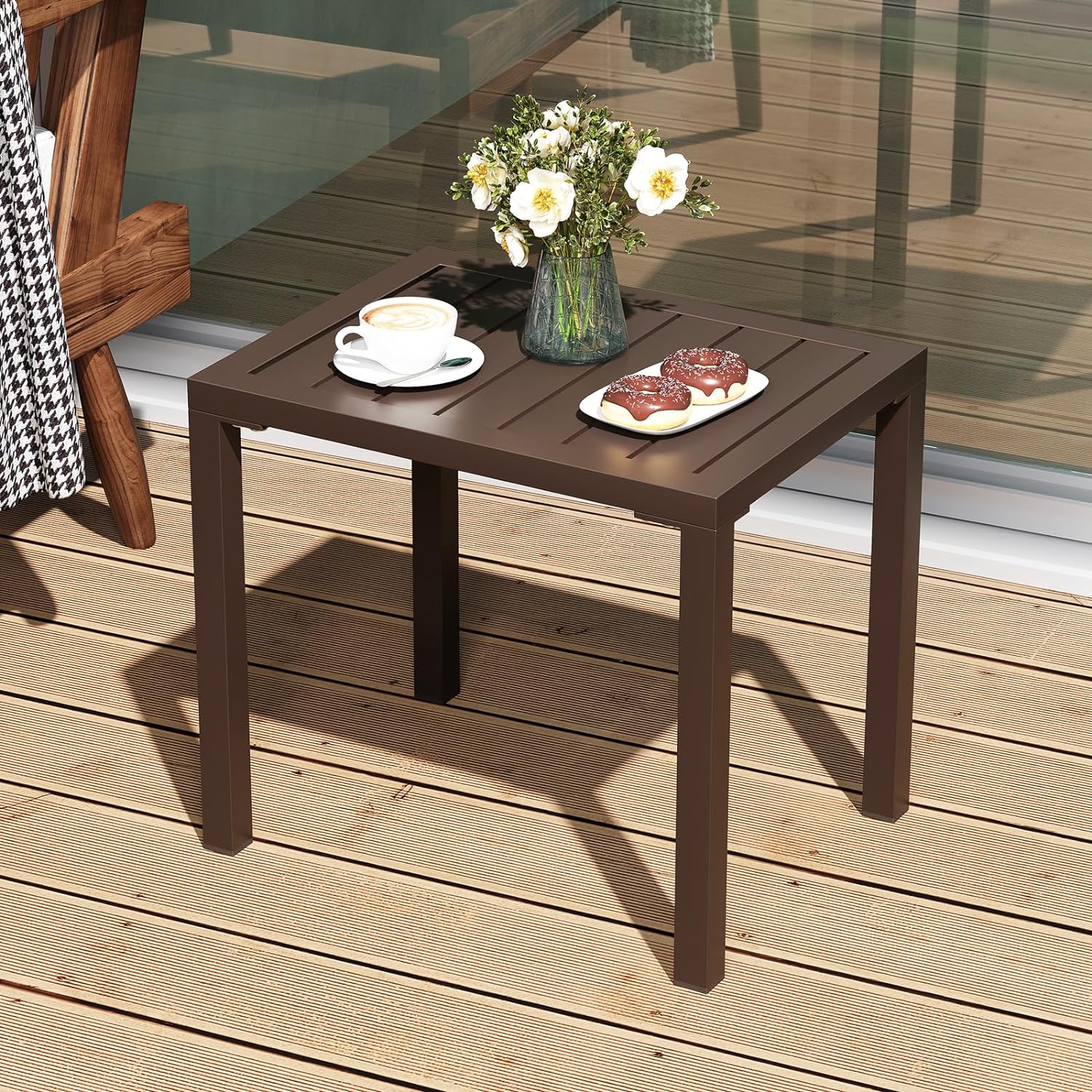 Outdoor Side Table Aluminum Small Outdoor Coffee Table Metal Outdoor ...