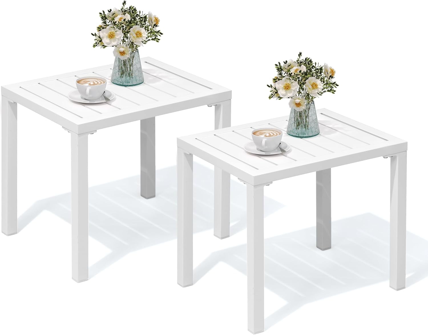 Outdoor Side Table Aluminum Small Outdoor Table All-Weather Rectangular ...