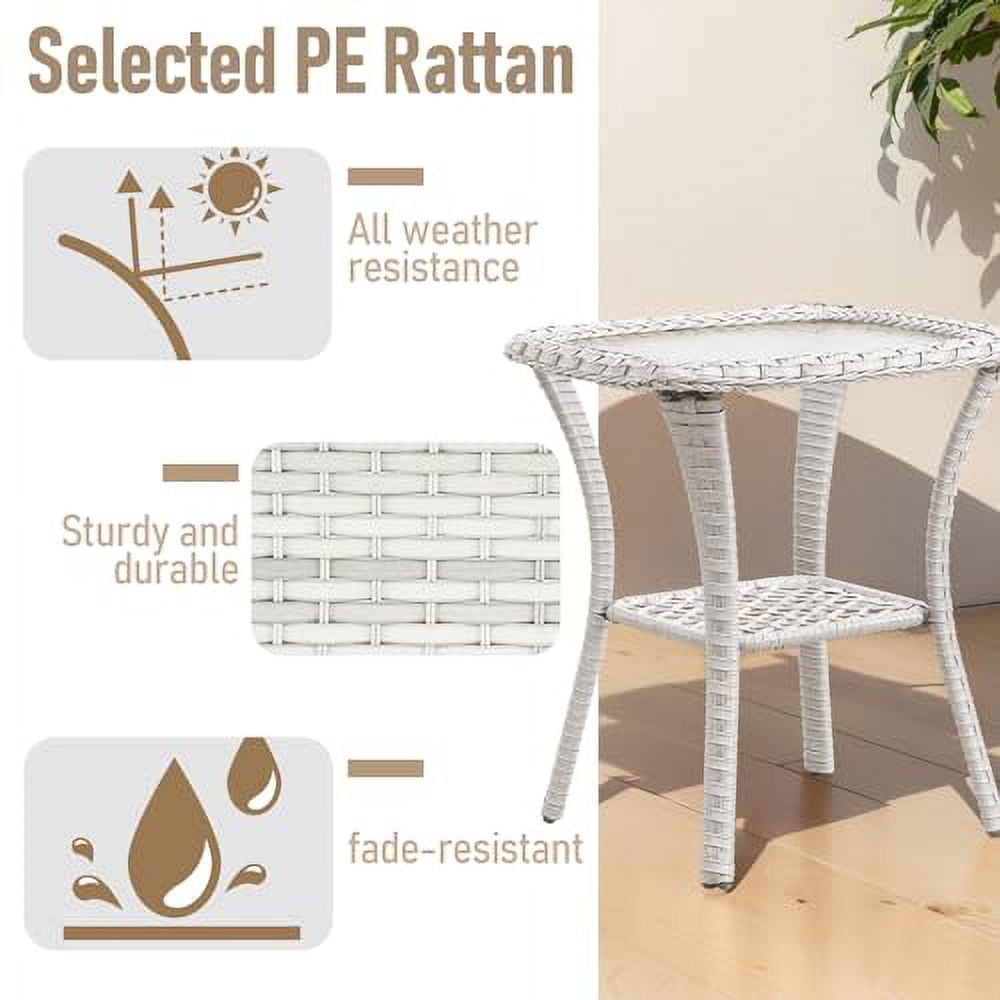 Outdoor Side Table, Brown Rattan Wicker Patio Side Table, Patio End ...