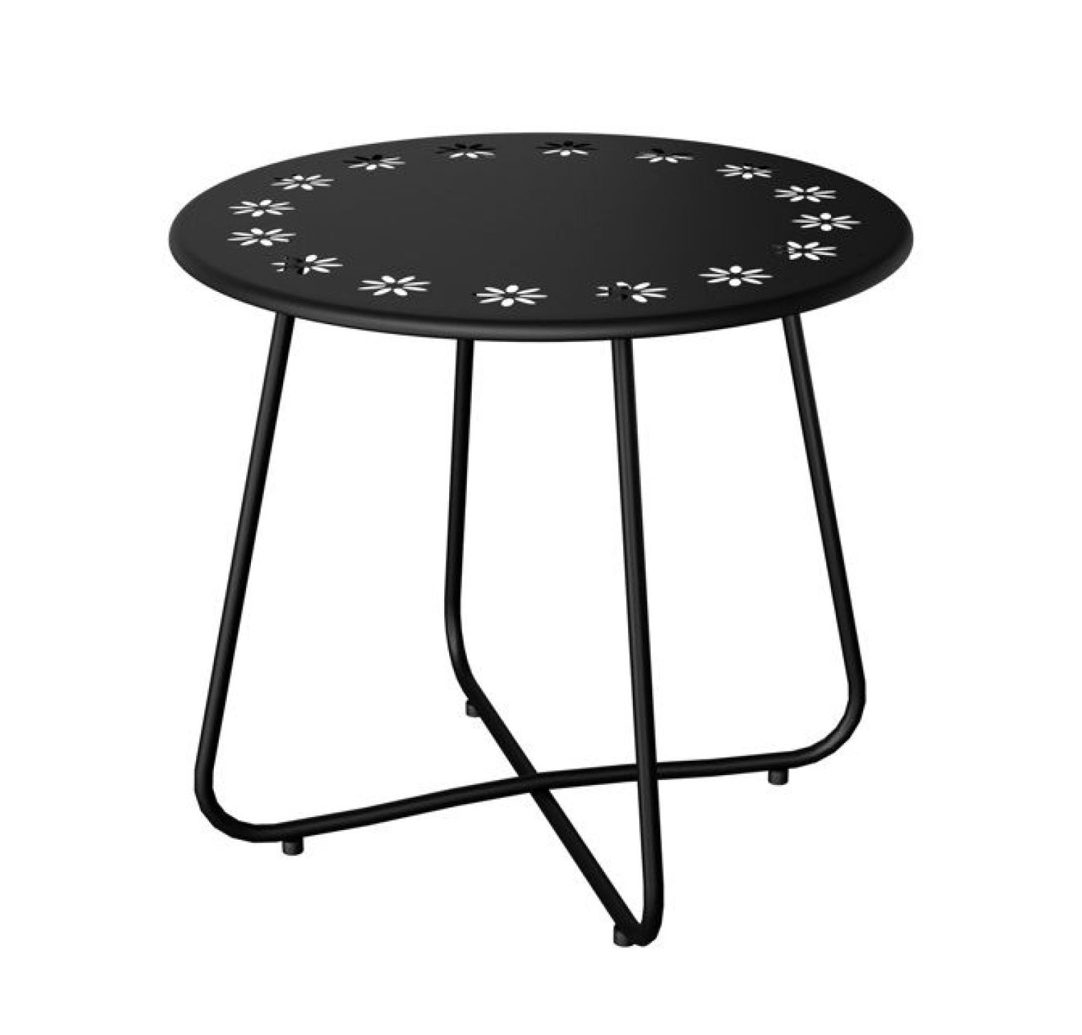 Outdoor Side Table with Flower Cut Outs, Weather Resistant Steel Patio ...