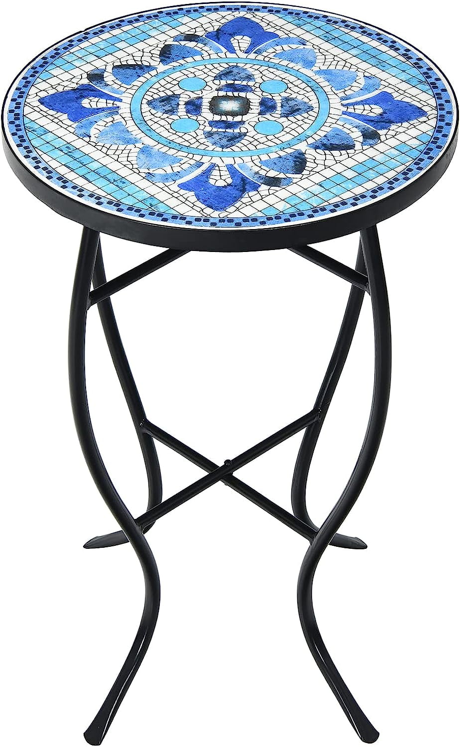 Outdoor Side Table, Mosaic Patio Table, 14Inch Accent Table Plant Stand ...