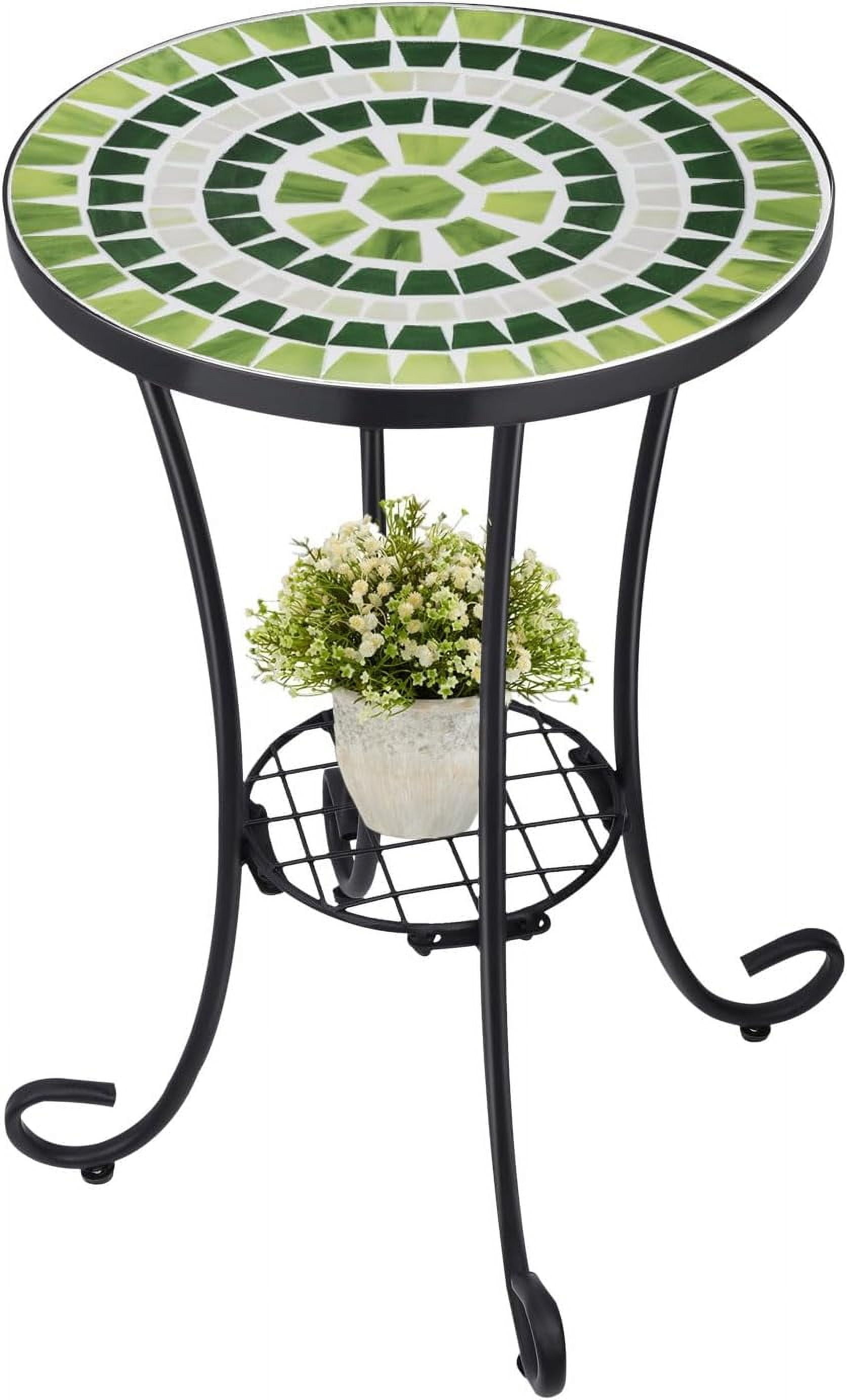 Outdoor Side Table Patio Table Accent Tables Tile Top Metal Frame Small ...