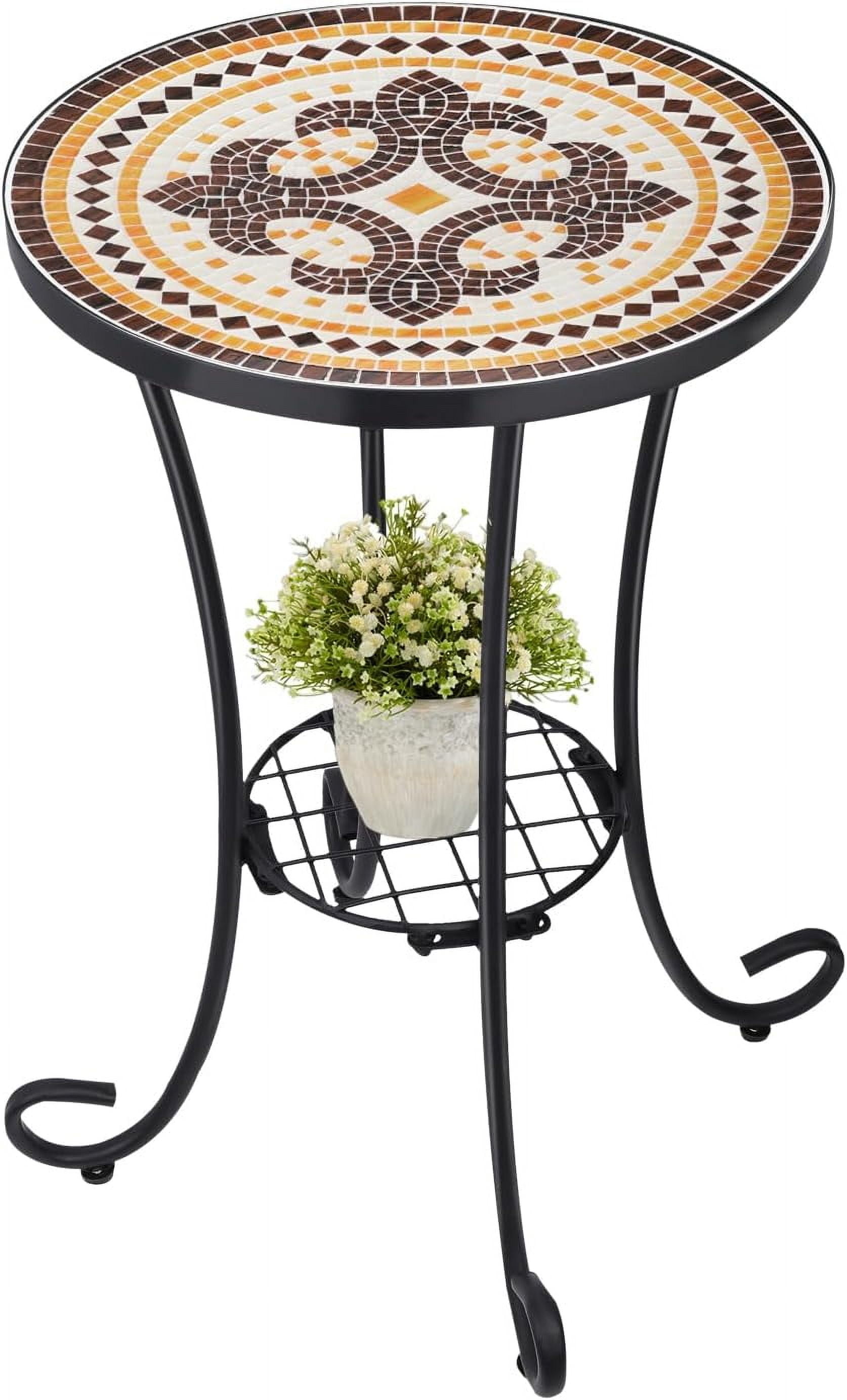 Outdoor Side Table Mosaic Patio Table Accent Tables Mosaic Tile Top ...